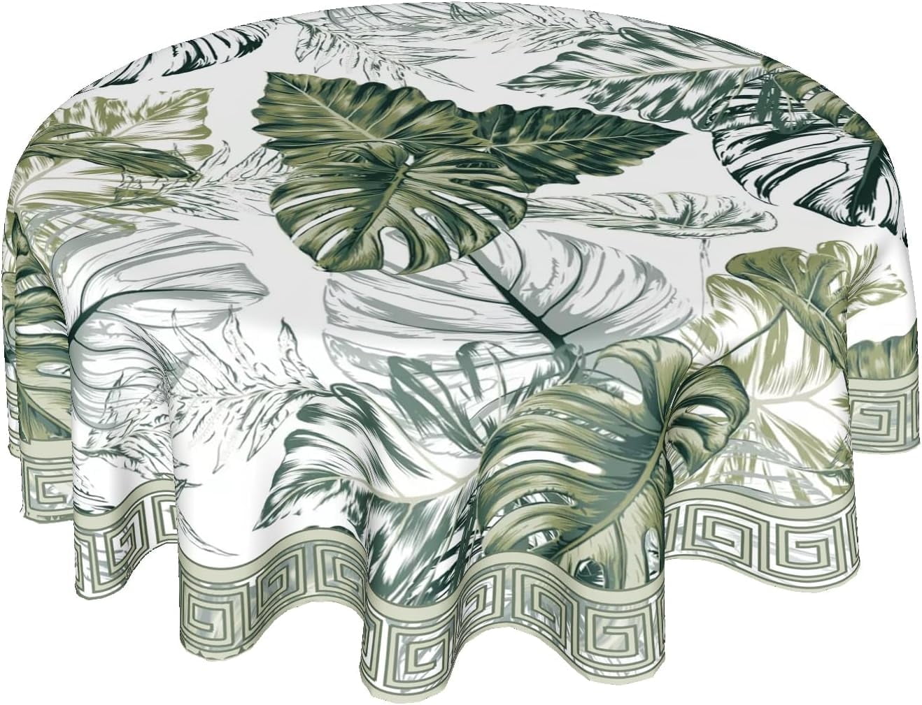 Tropical Tablecloth Round 60 Inches Summer Palm Leaf Table Cloth ...