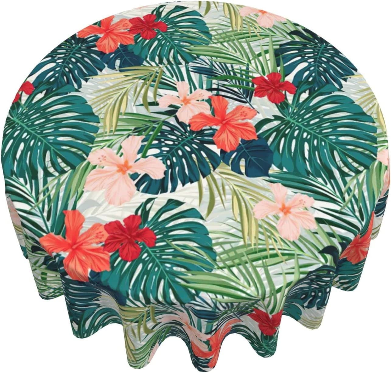 Tropical Tablecloth Summer Palm Leaves Round Table Cloths Hawaiian ...