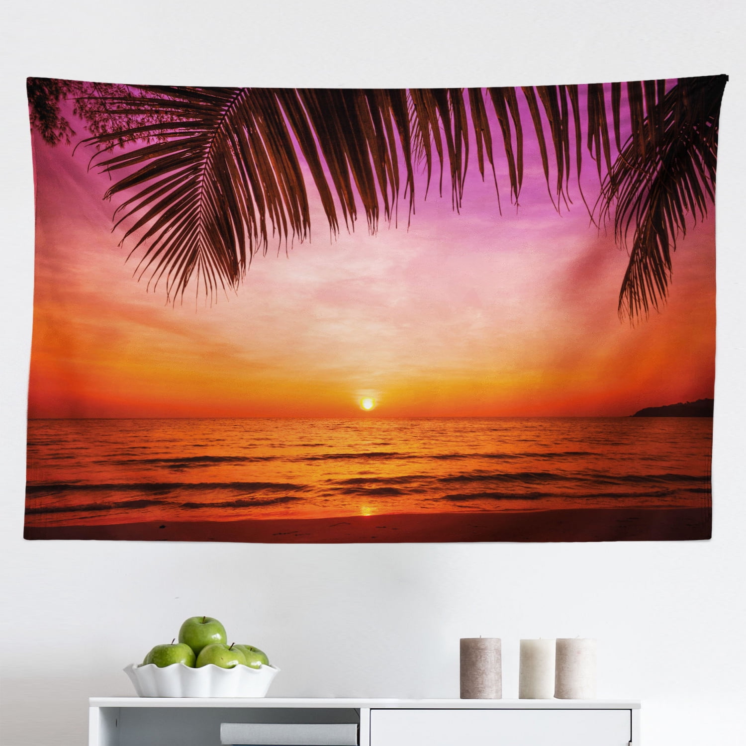 Tropical Tapestry, Exotic Sunset Above the Sea Scenery from Coconut ...