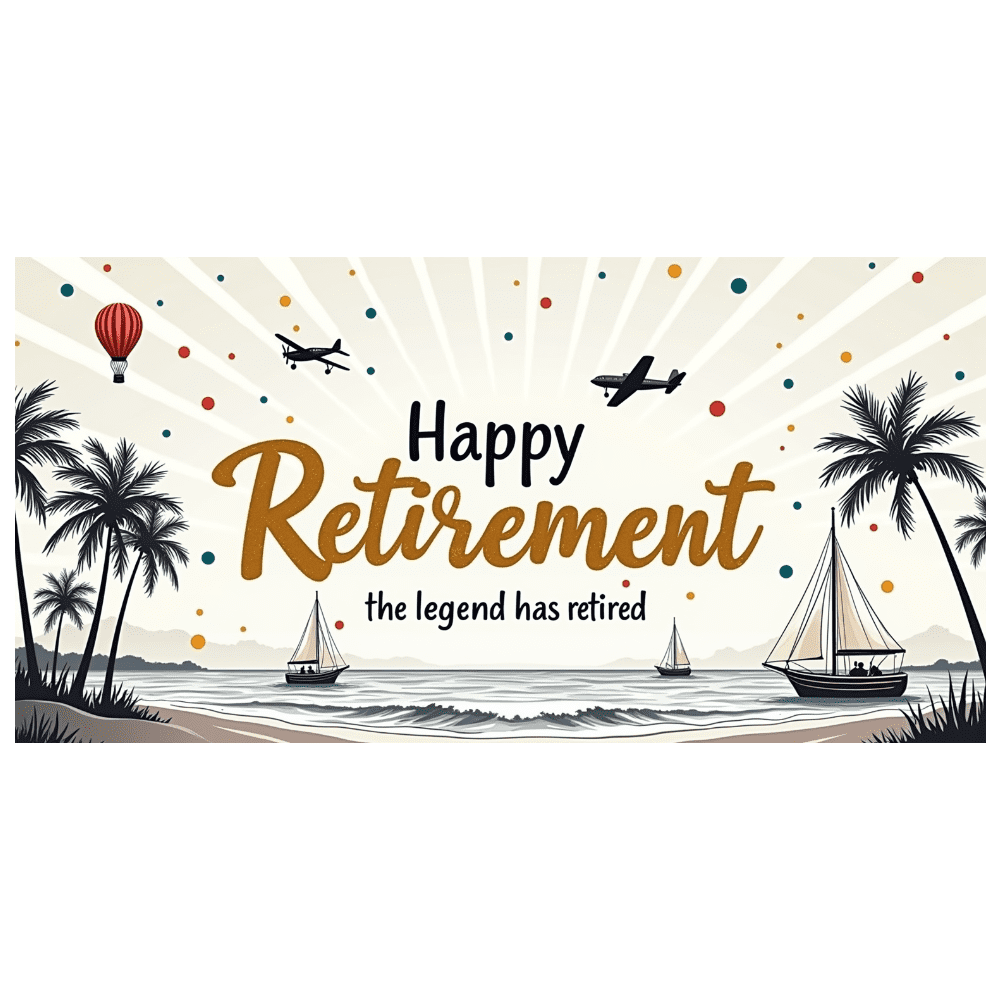 Tropical Theme Happy Retirement Beach Banner Palm Trees Travel for ...