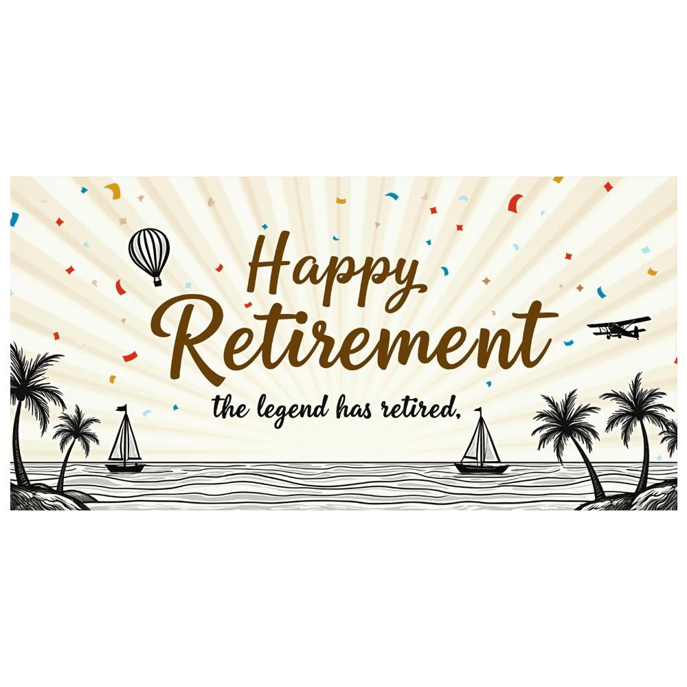 Tropical Theme Happy Retirement Beach Banner Palm Trees Travel for ...
