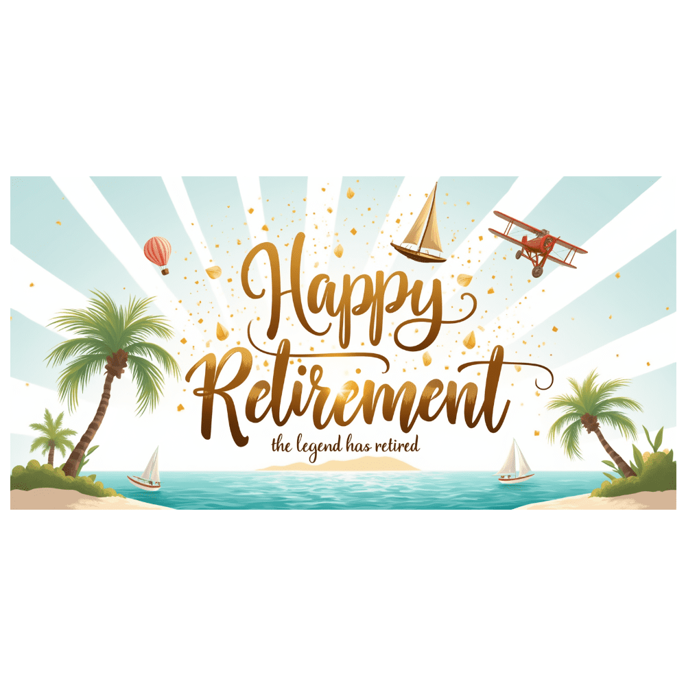 Tropical Theme Happy Retirement Beach Banner Palm Trees Travel for ...