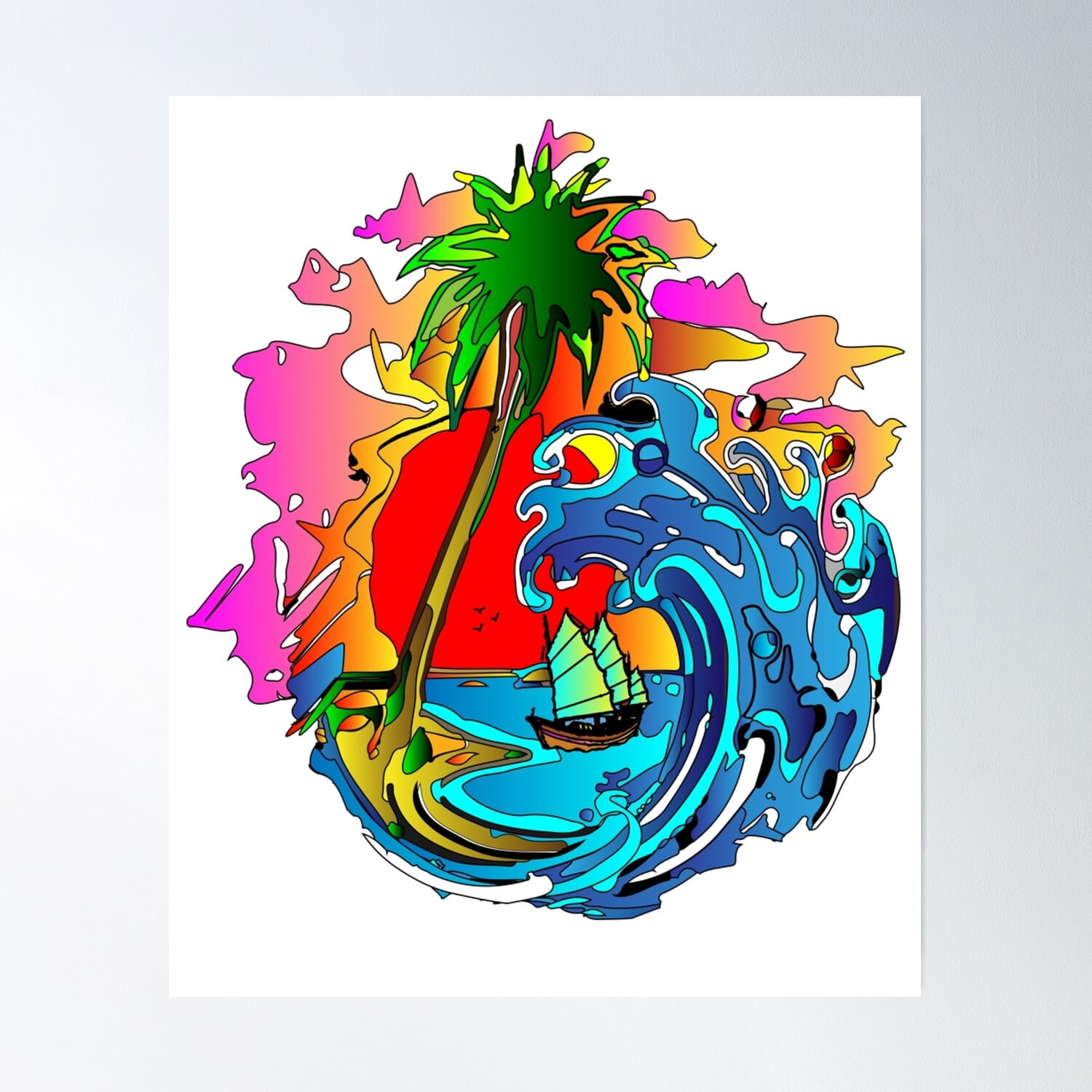 Tropical Theme Poster Wall Art, Modern Wall Decor, 12x18 UNFRAMED ...