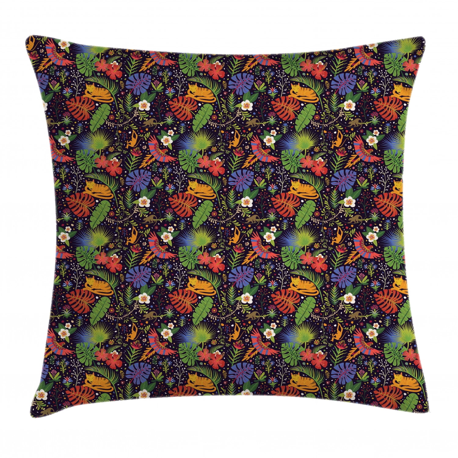 Tropical Throw Pillow Cushion Cover, Animals Flowers of Hawaii on ...