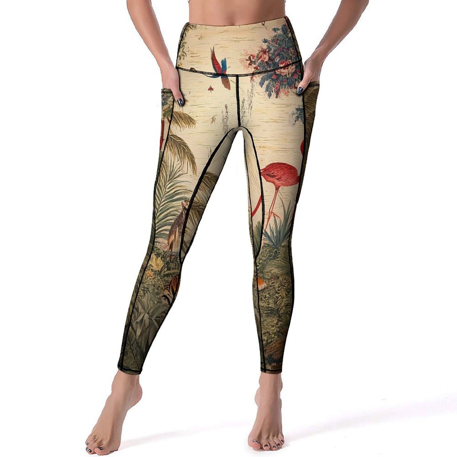 Tropical Tiger Vibrant Jungle Scene Leggings Fitness Gym Yoga Pants ...