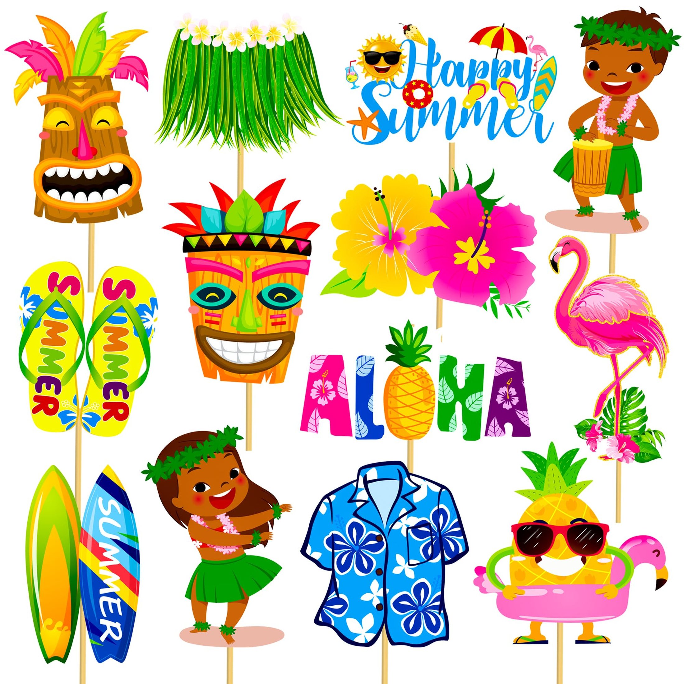 Tropical Tiki Aloha Party Centerpieces - Set of 26 Hawaiian Table Decor ...