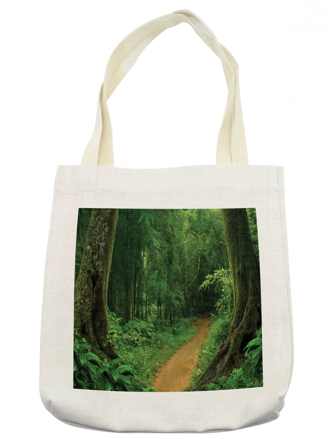 Tropical Tote Bag, Tropical Jungle Forest Trees Pathway Foliage ...