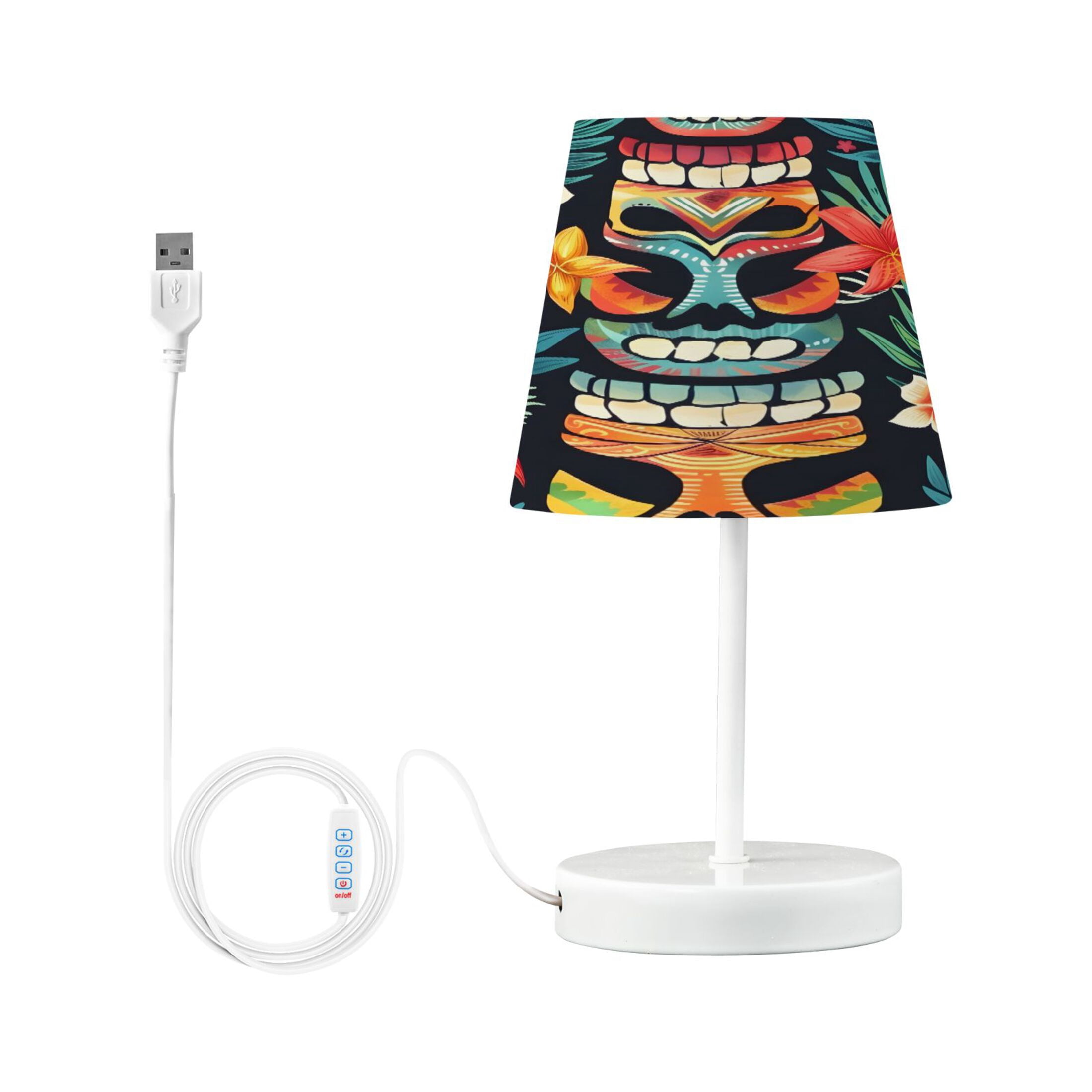 Tropical Totem Mask Flower Desk Lamp LED Table Nightstand Lamps with 3 ...