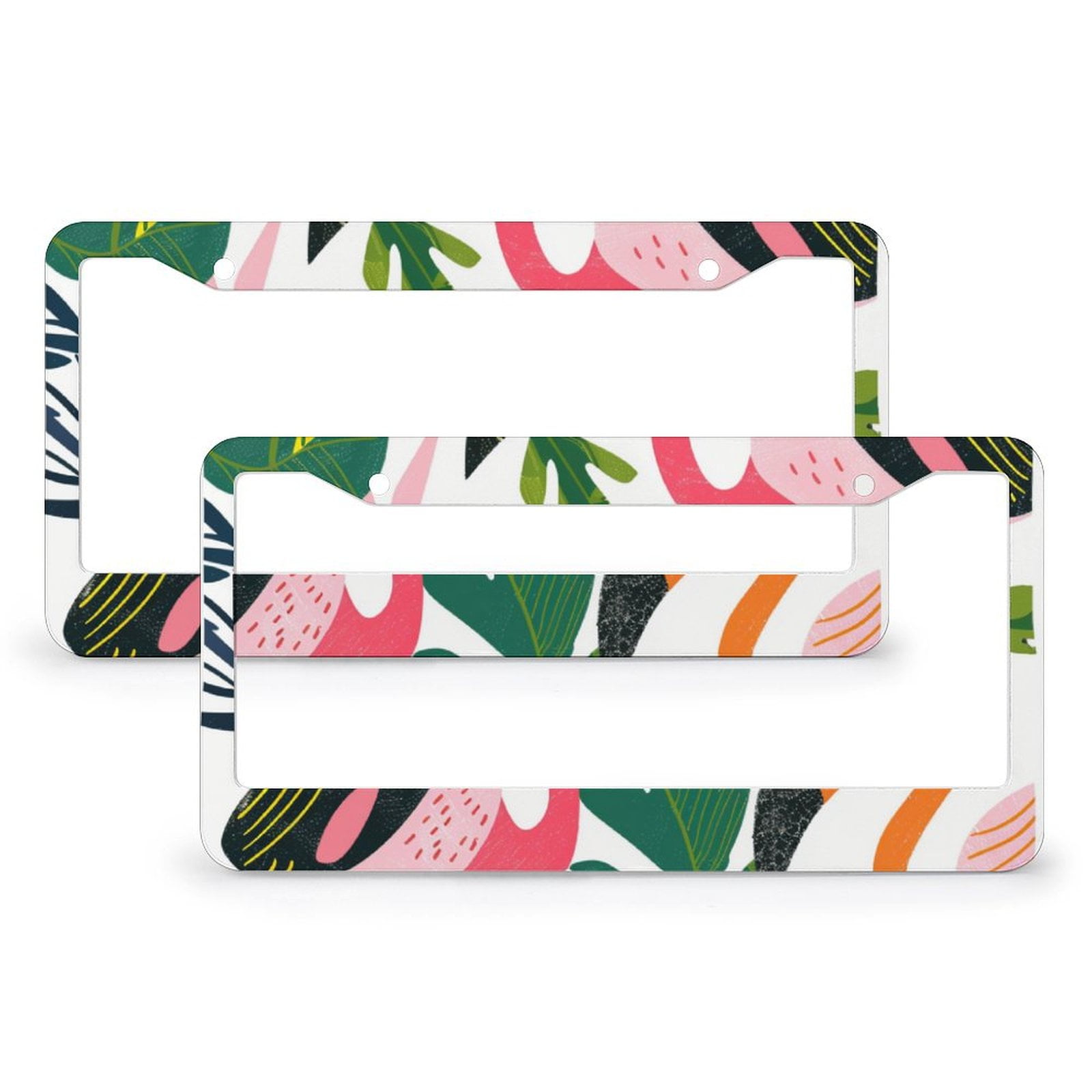 Tropical Toucans Pink Flamingos And Palm Leaves License Plate Frame 2 ...