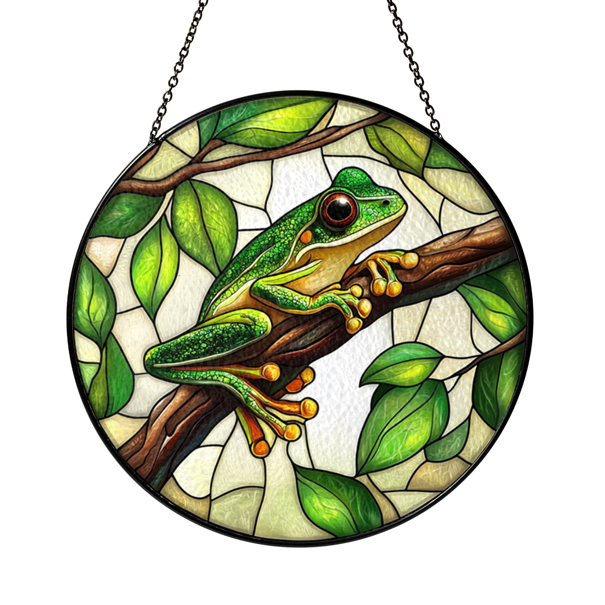 Tropical Tree Frog Stained Glass Window Hanging, Nature Decorative ...