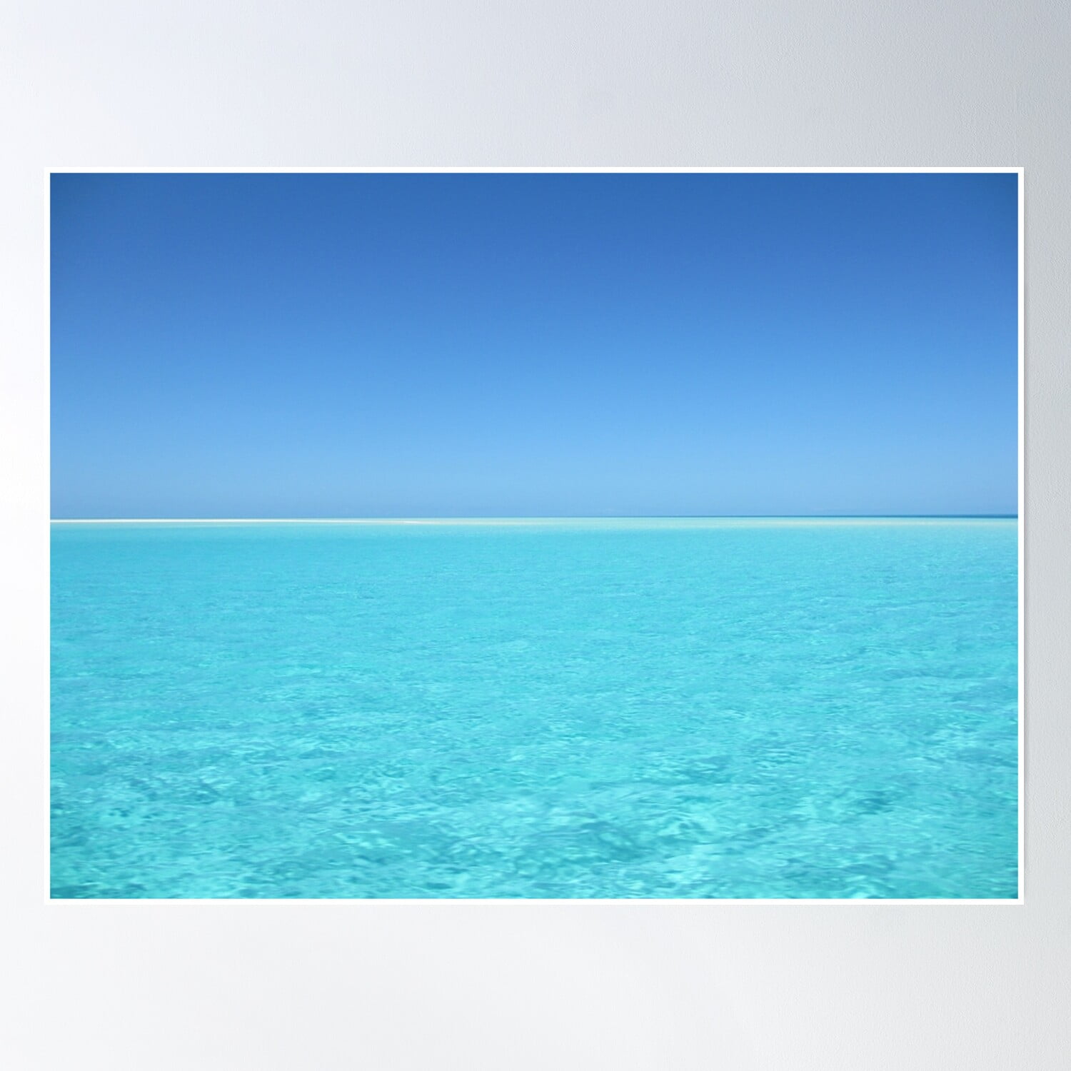 Tropical Turquoise Blue Caribbean Ocean Poster Wall Art, Modern Wall ...