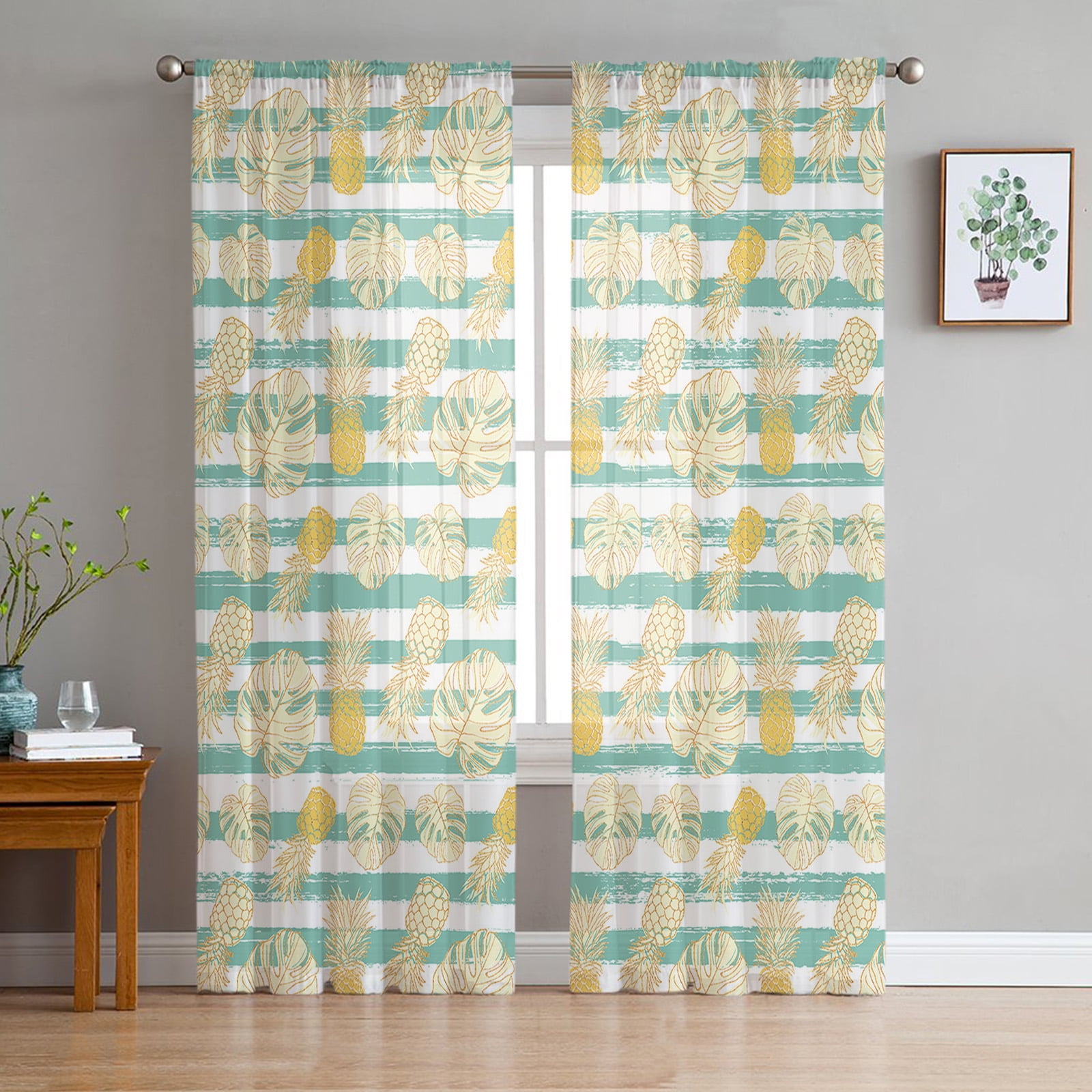 Tropical Turtle Back Bamboo In Summer Window Treatment Tulle Modern ...