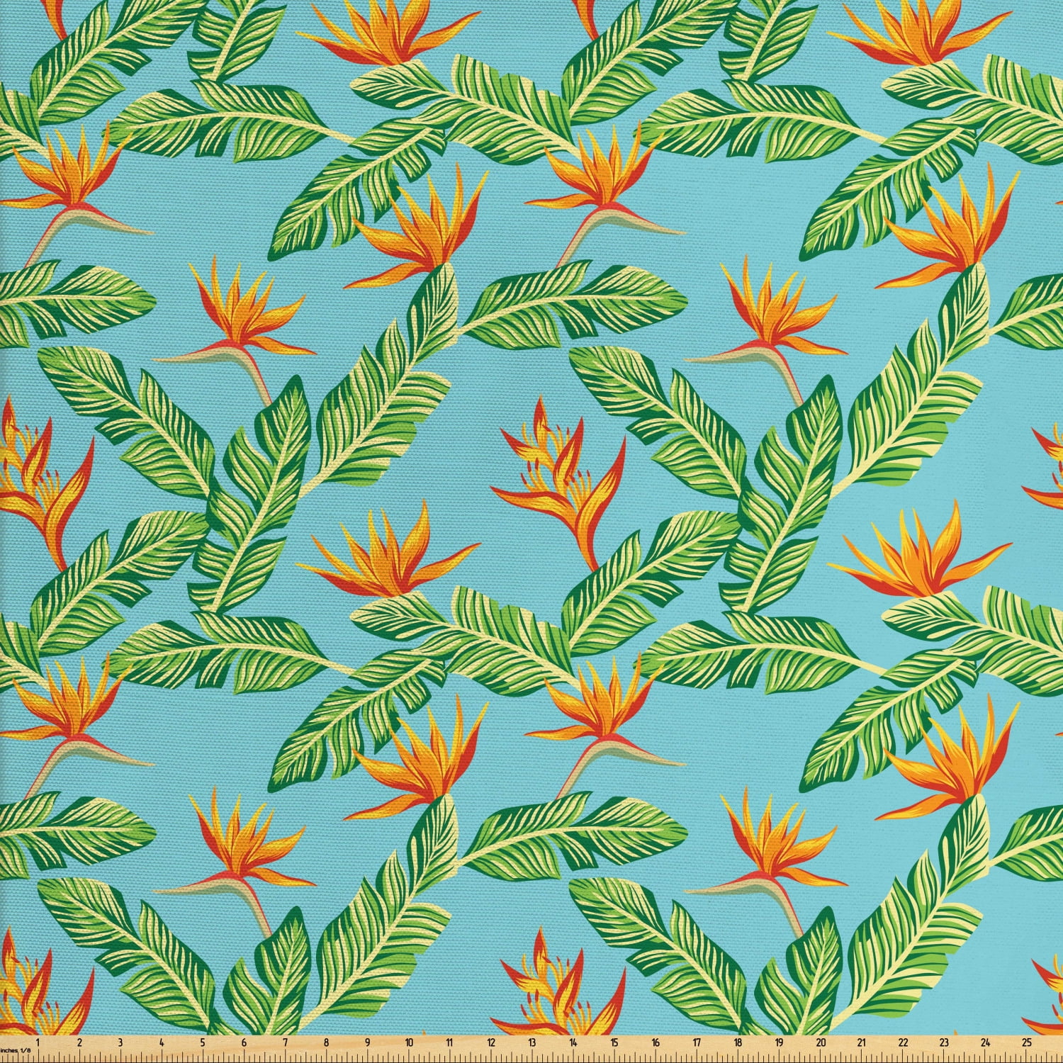 Ambesonne Tropical Fabric by the Yard Upholstery, Exotic Bird of ...