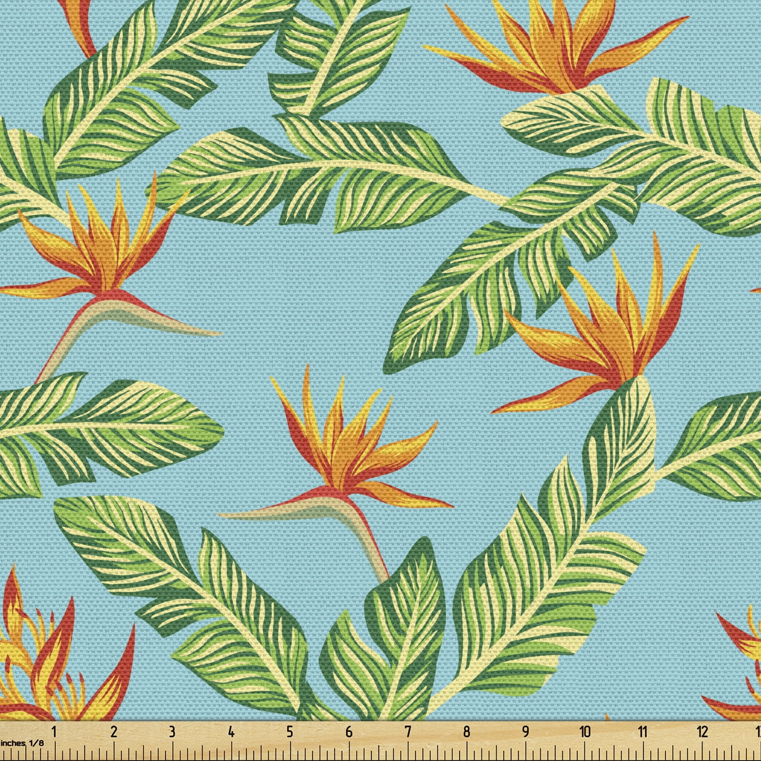 Ambesonne Tropical Fabric by the Yard Upholstery, Exotic Bird of ...