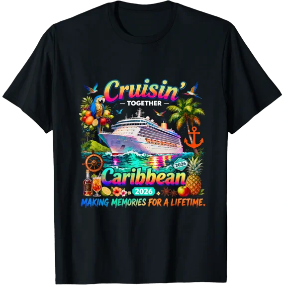 Tropical Vacation Cruise Ship Cruisin' Caribbean Family T-Shirt ...