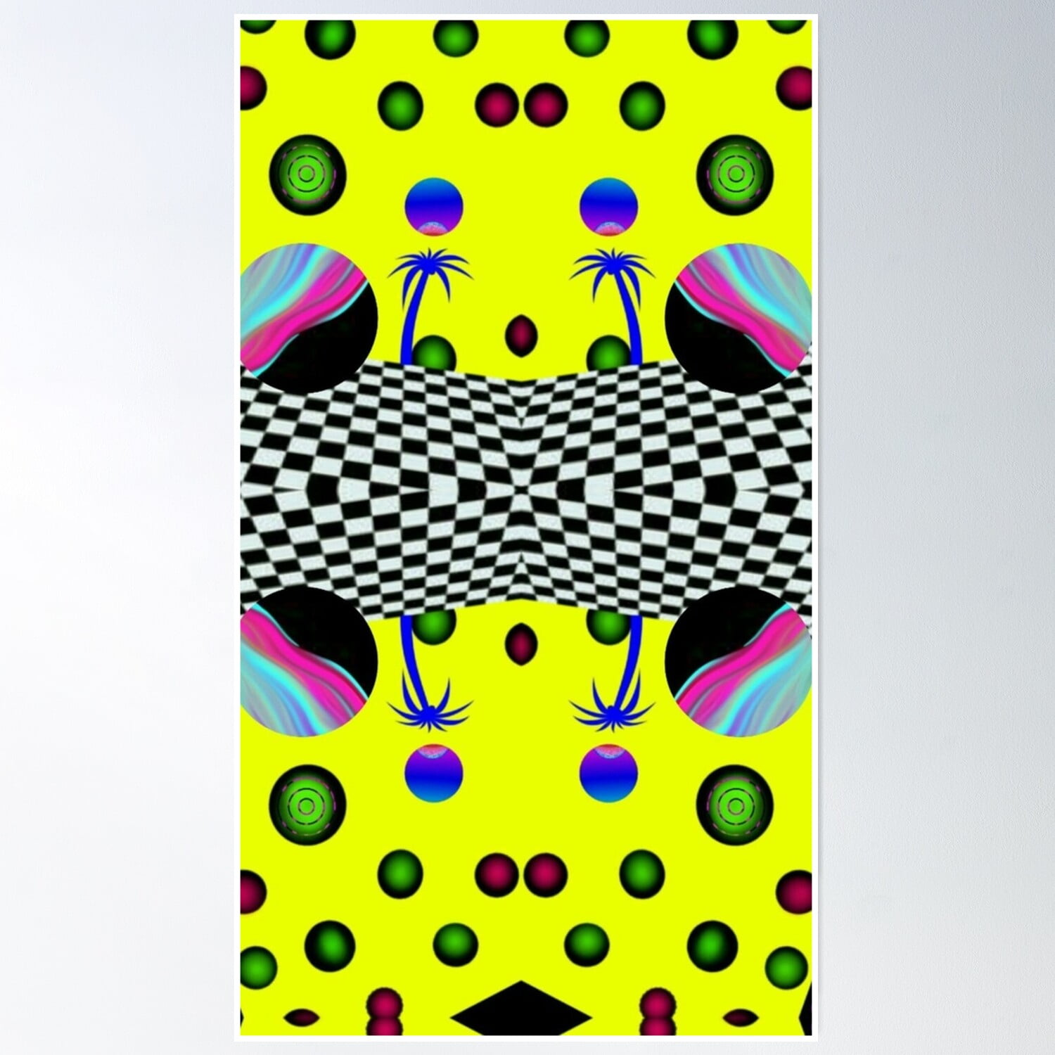 Tropical Vaporwave Citrus Island Poster Wall Art, Modern Wall Decor ...