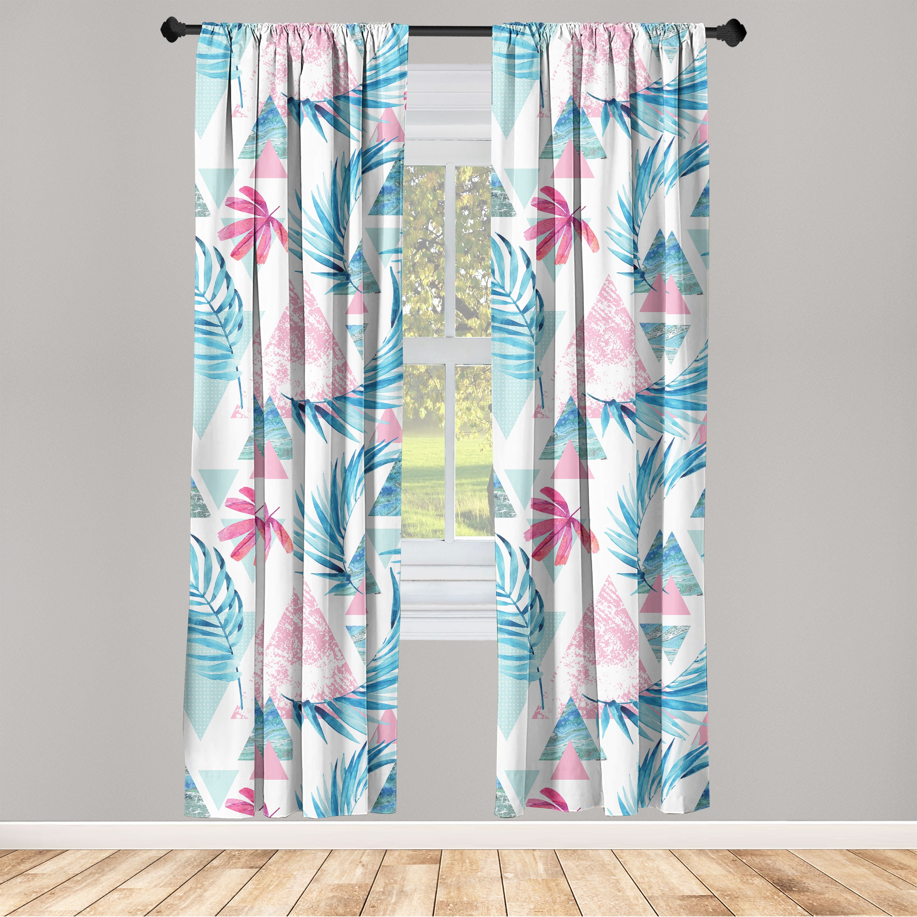 Tropical Vibes Window Curtains, Geometric Triangles with Abstract ...