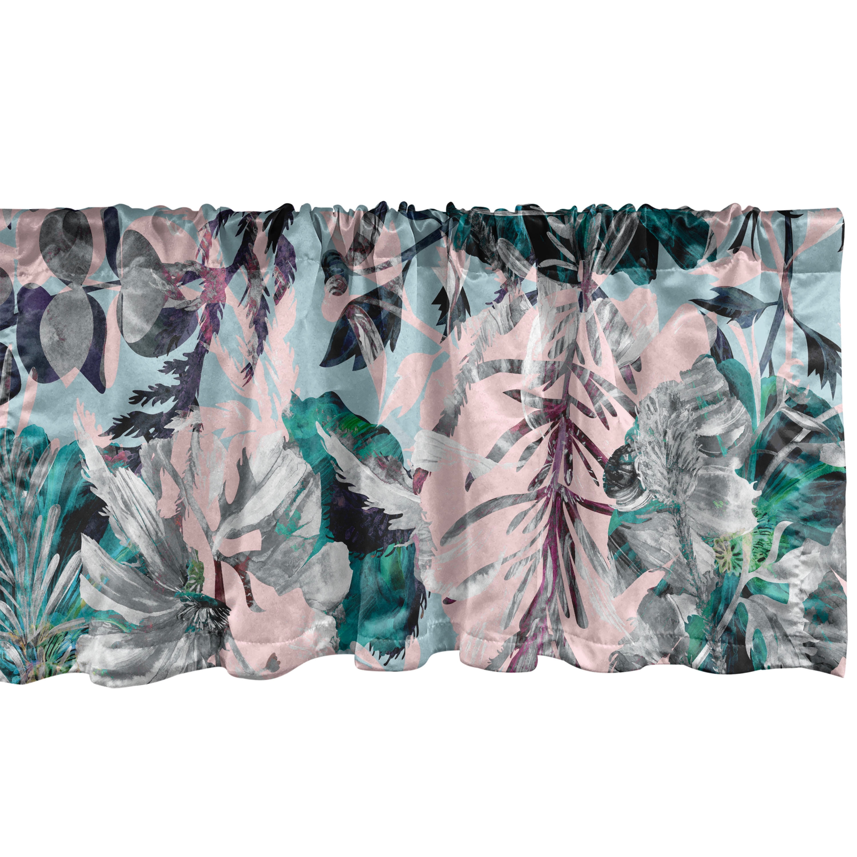 Tropical Vibes Window Valance, Botanical Themed Palm Tree Leaves ...