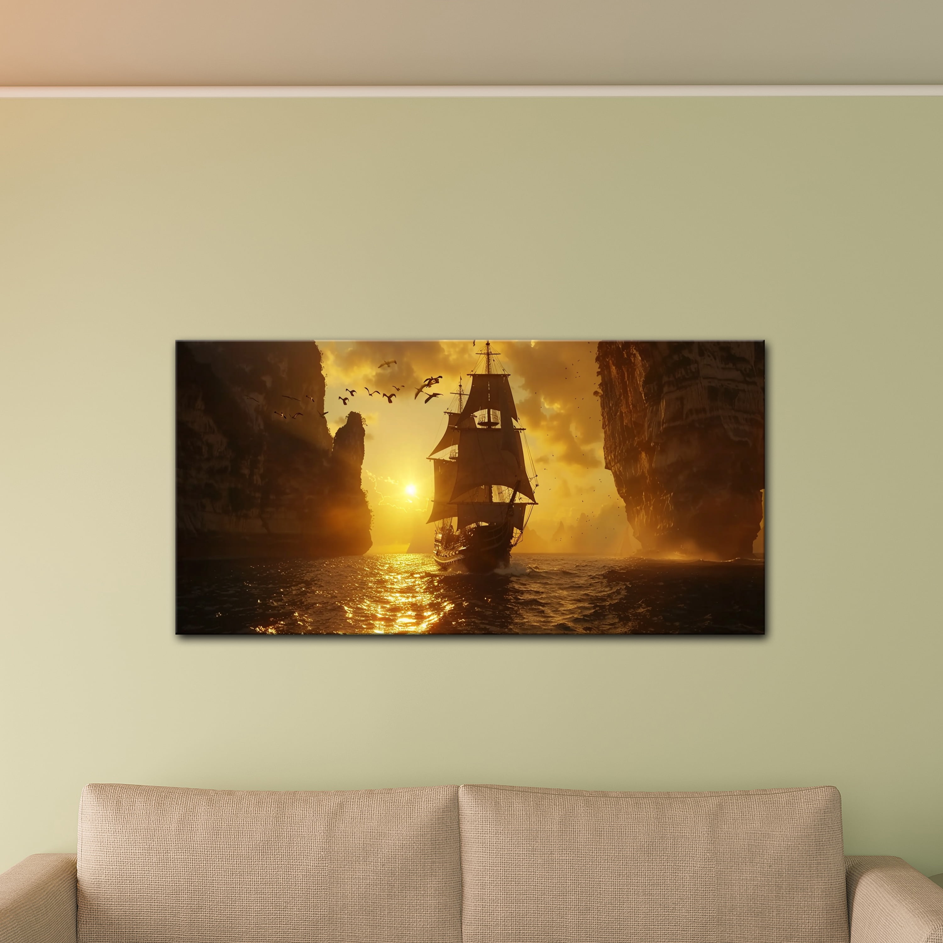 Tropical Voyage- a golden voyage among the crags (16 "x24" customizable ...