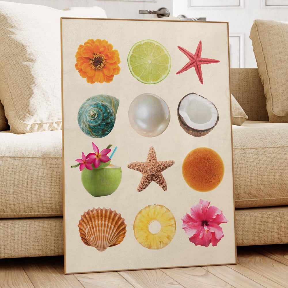 Tropical Wall Art, Printable Summer Decor, Coastal Collage Print ...