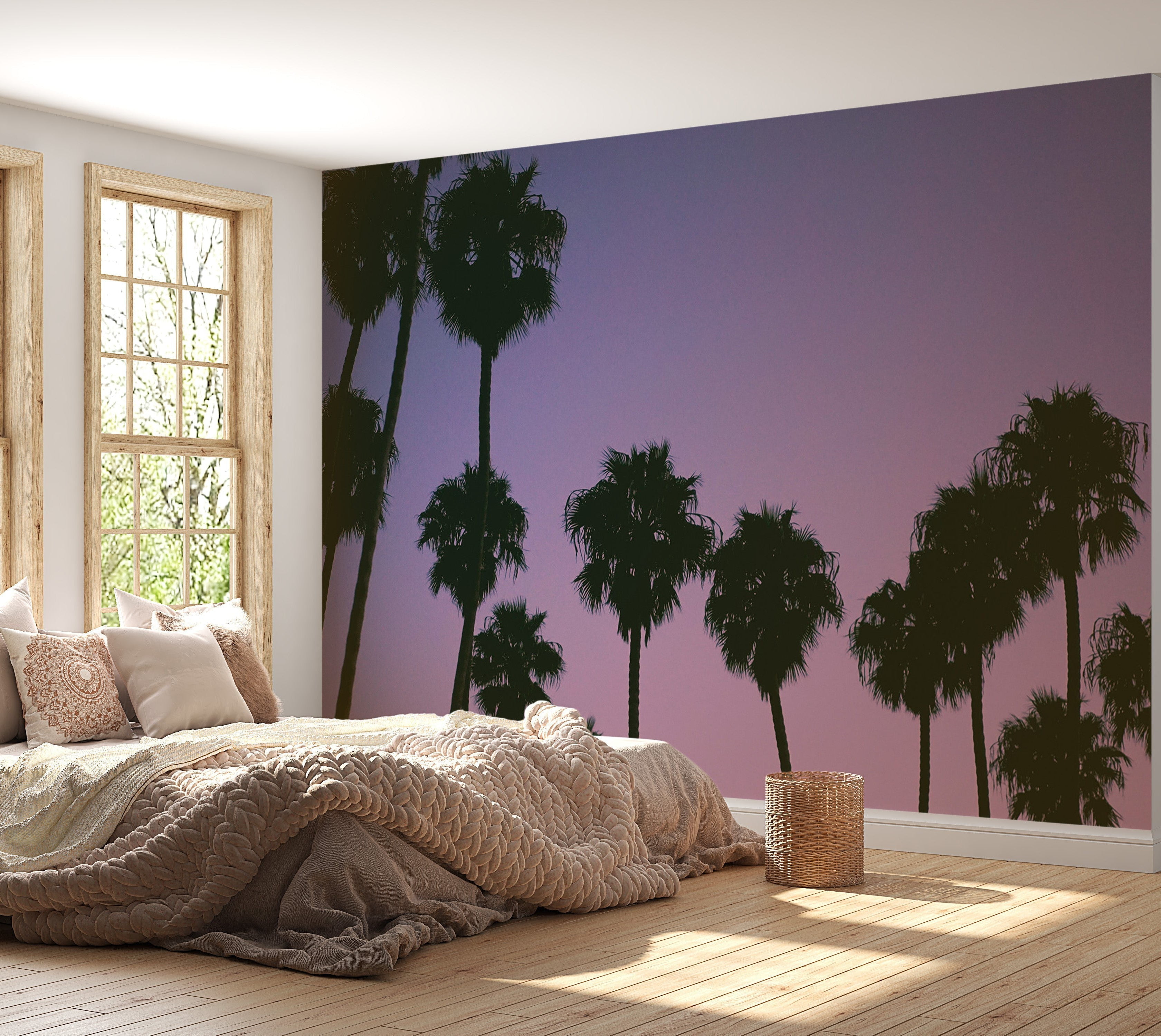 Tropical Wallaper Wall Mural - Purple Sunset - Walmart.com