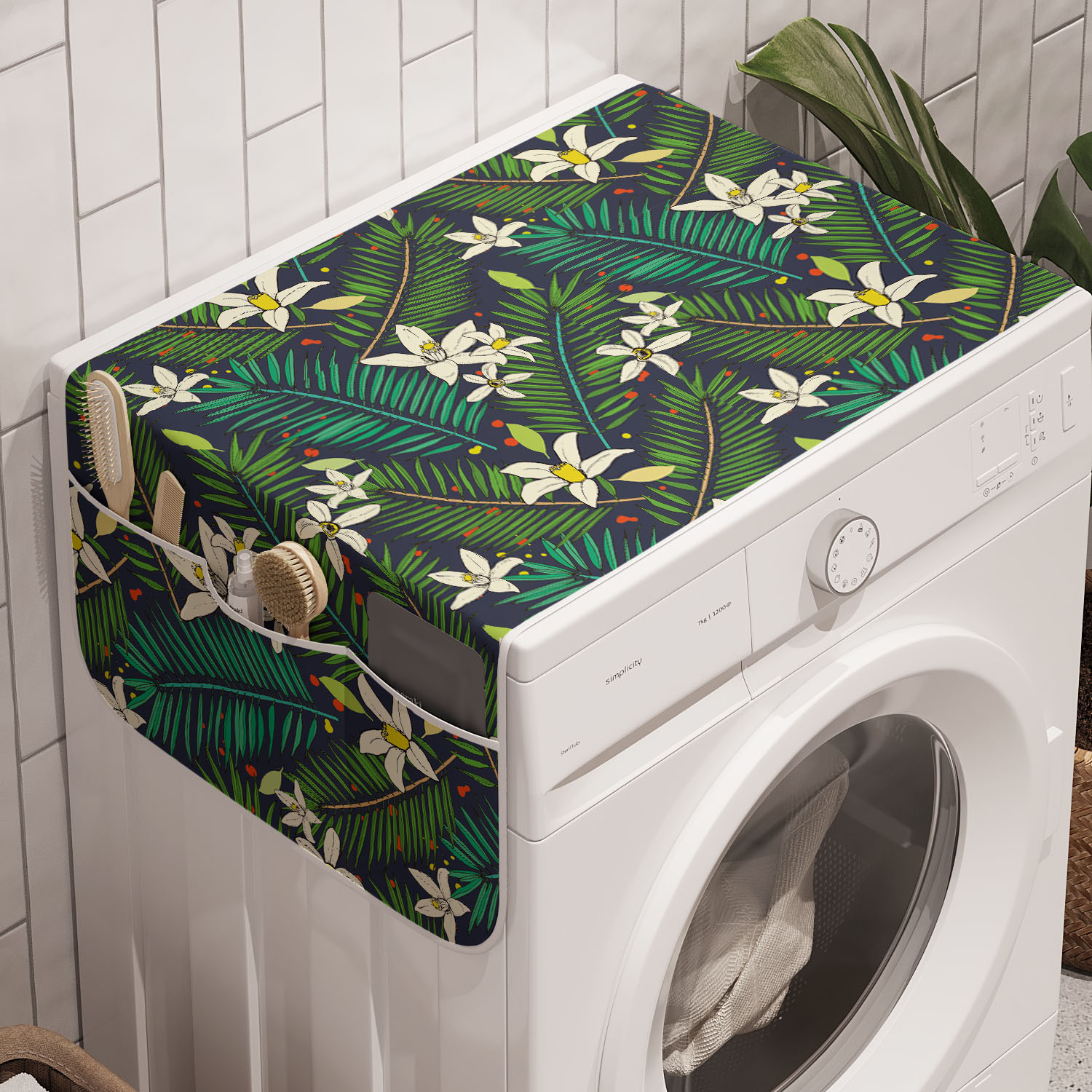 Tropical Washing Machine Organizer, Blossoming Hawaiian Flora Exotic ...