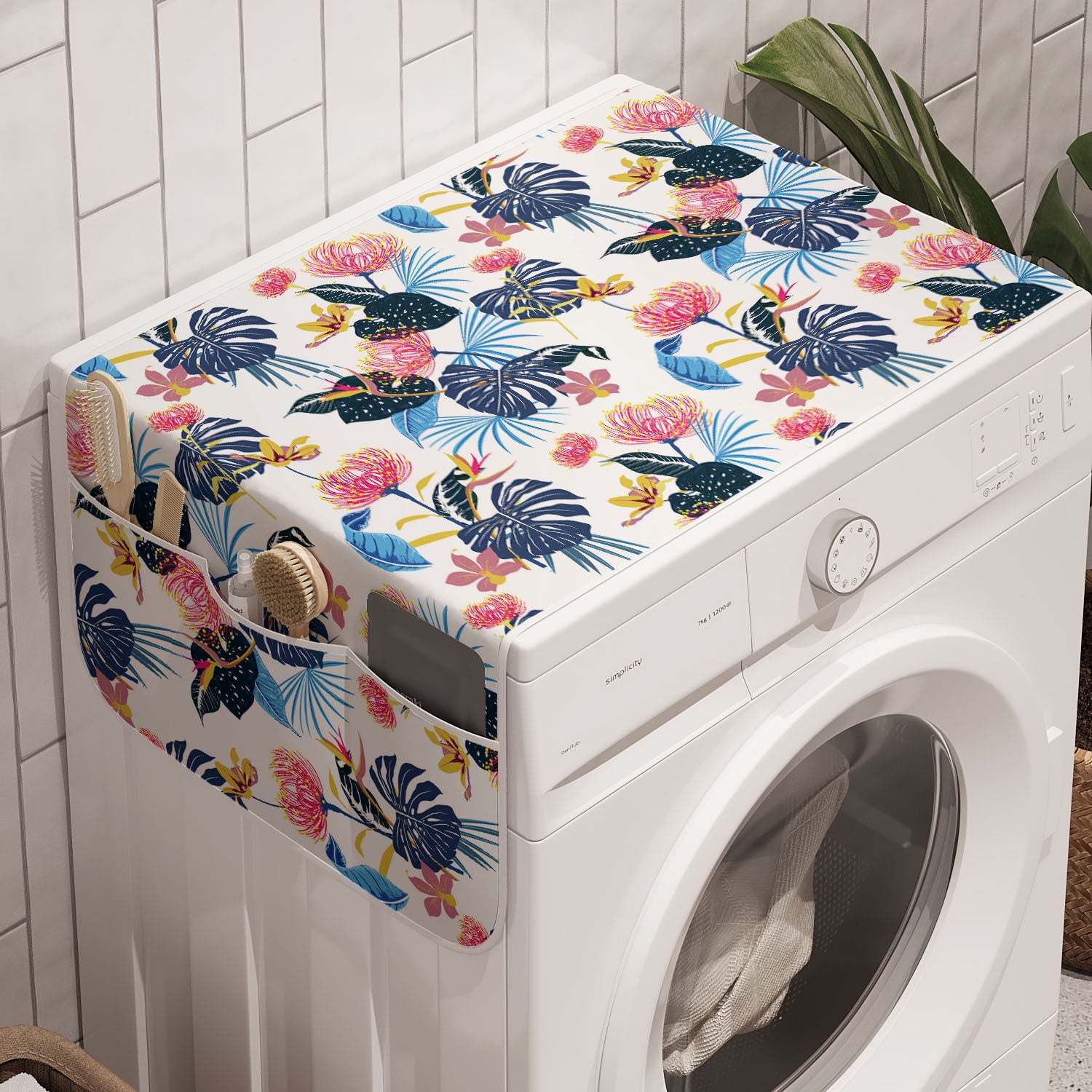 Tropical Washing Machine Organizer, Exotic Forest Growth with Different ...