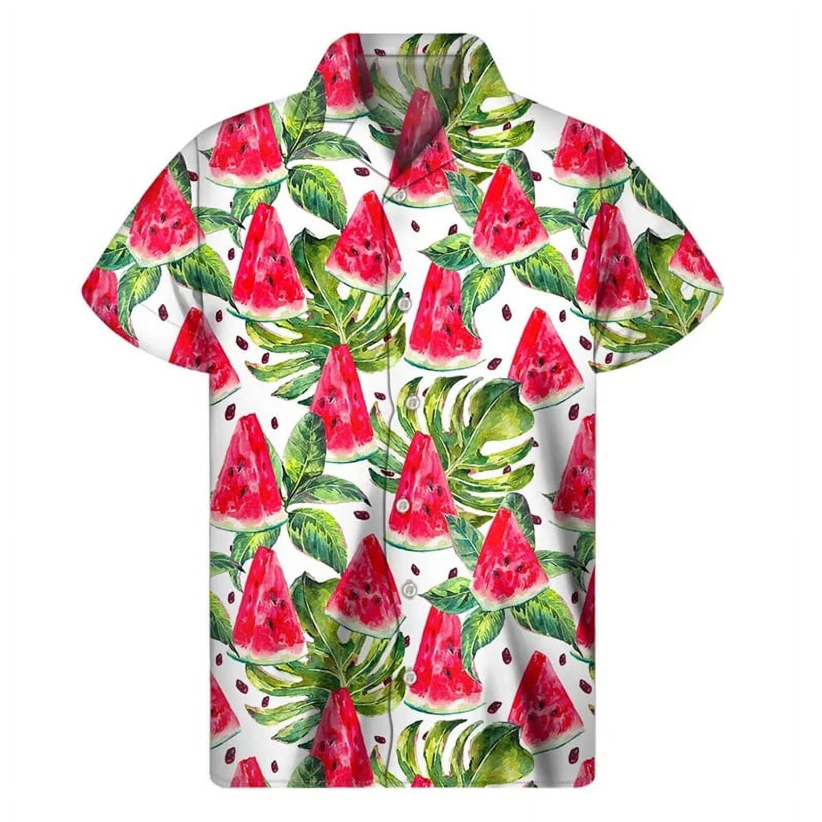 Tropical Watermelon Graphic Hawaiian Shirt Summer Street Short Sleeves ...