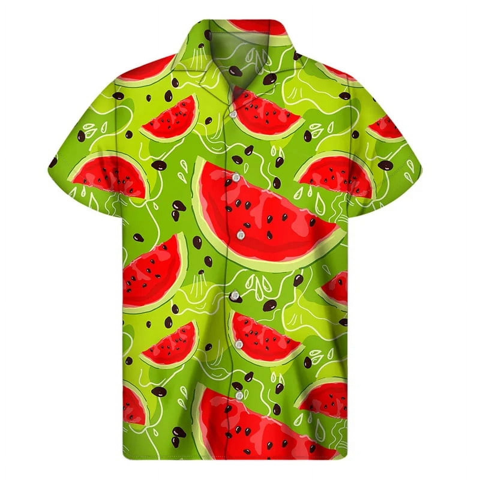 Tropical Watermelon Graphic Hawaiian Shirt Summer Street Short Sleeves ...