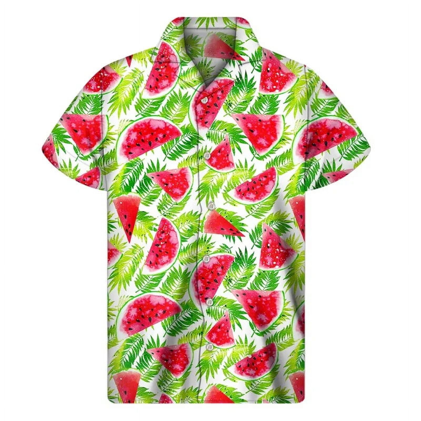 Tropical Watermelon Graphic Hawaiian Shirt Summer Street Short Sleeves ...