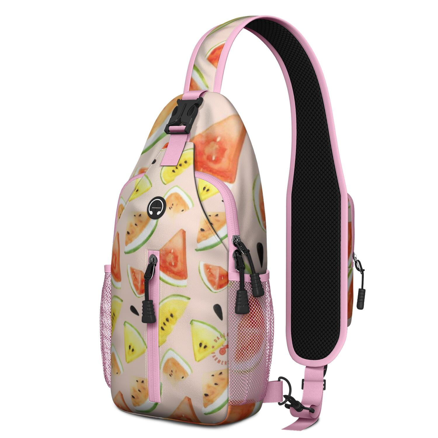 Tropical Watermelon Pattern Sling Backpack, Summer Fruit Print ...