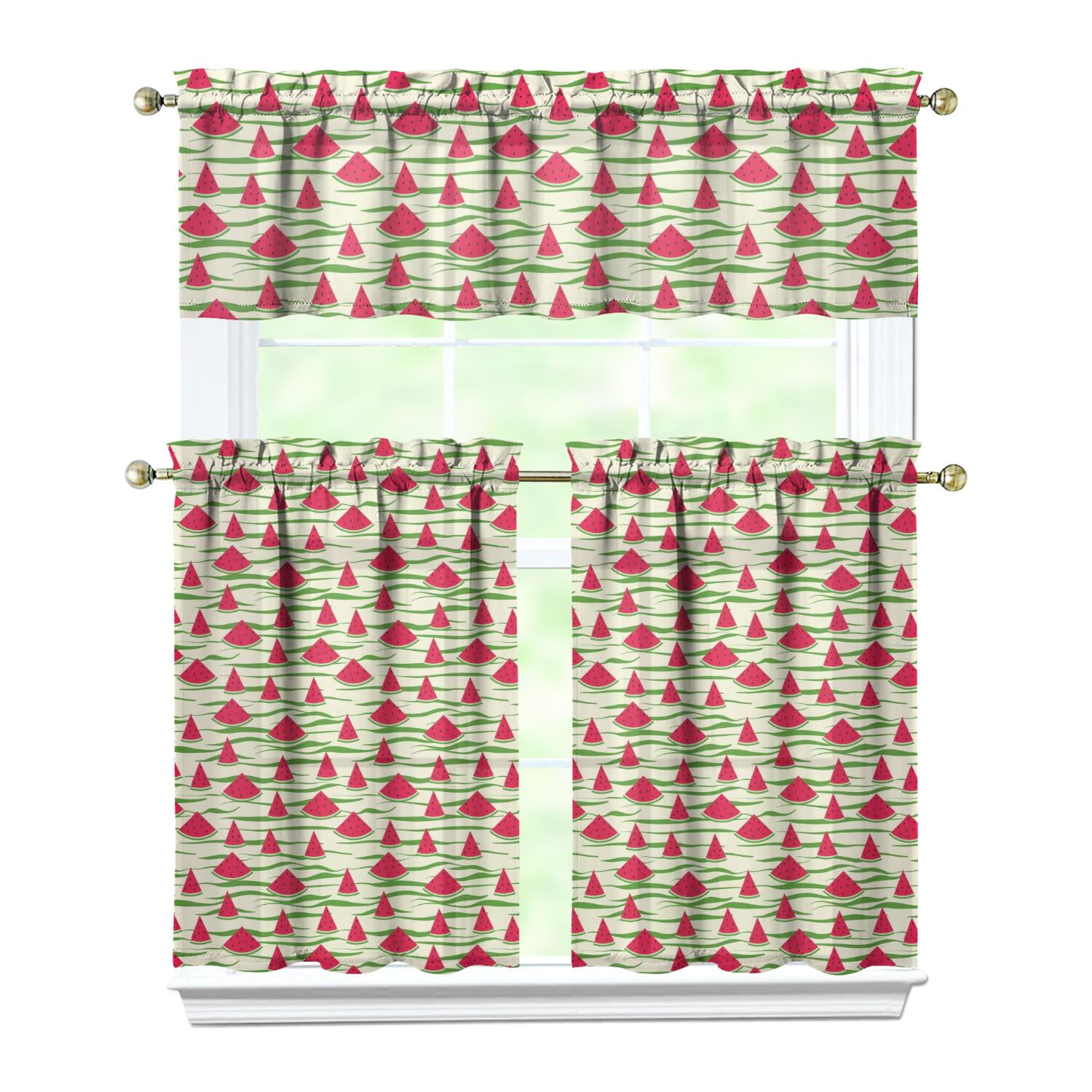Tropical Watermelon Print Window Treatment Panels 3PC - Sunshine ...