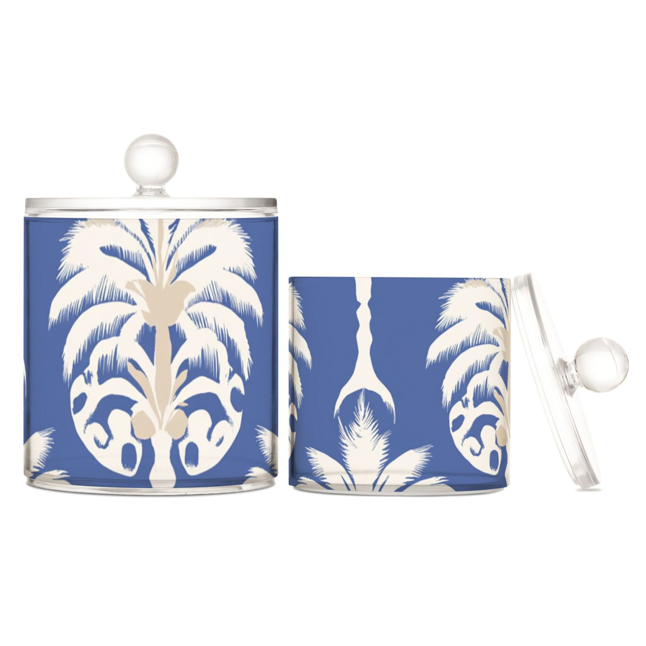 Tropical White Palm Trees Translucent Plastic Cans Storage Canisters ...