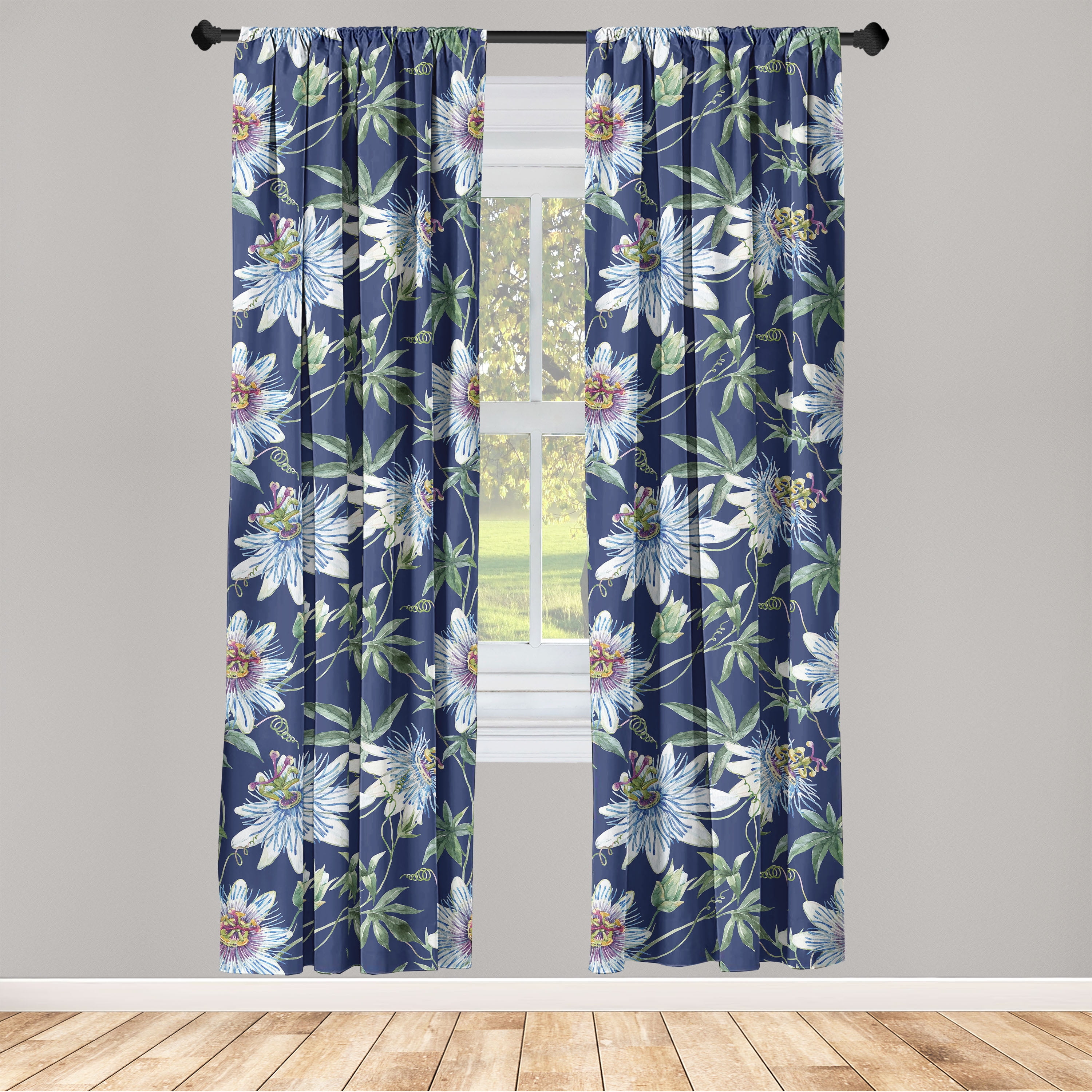 Tropical Window Curtains, Hand-Drawn Repetitive Pattern of ...