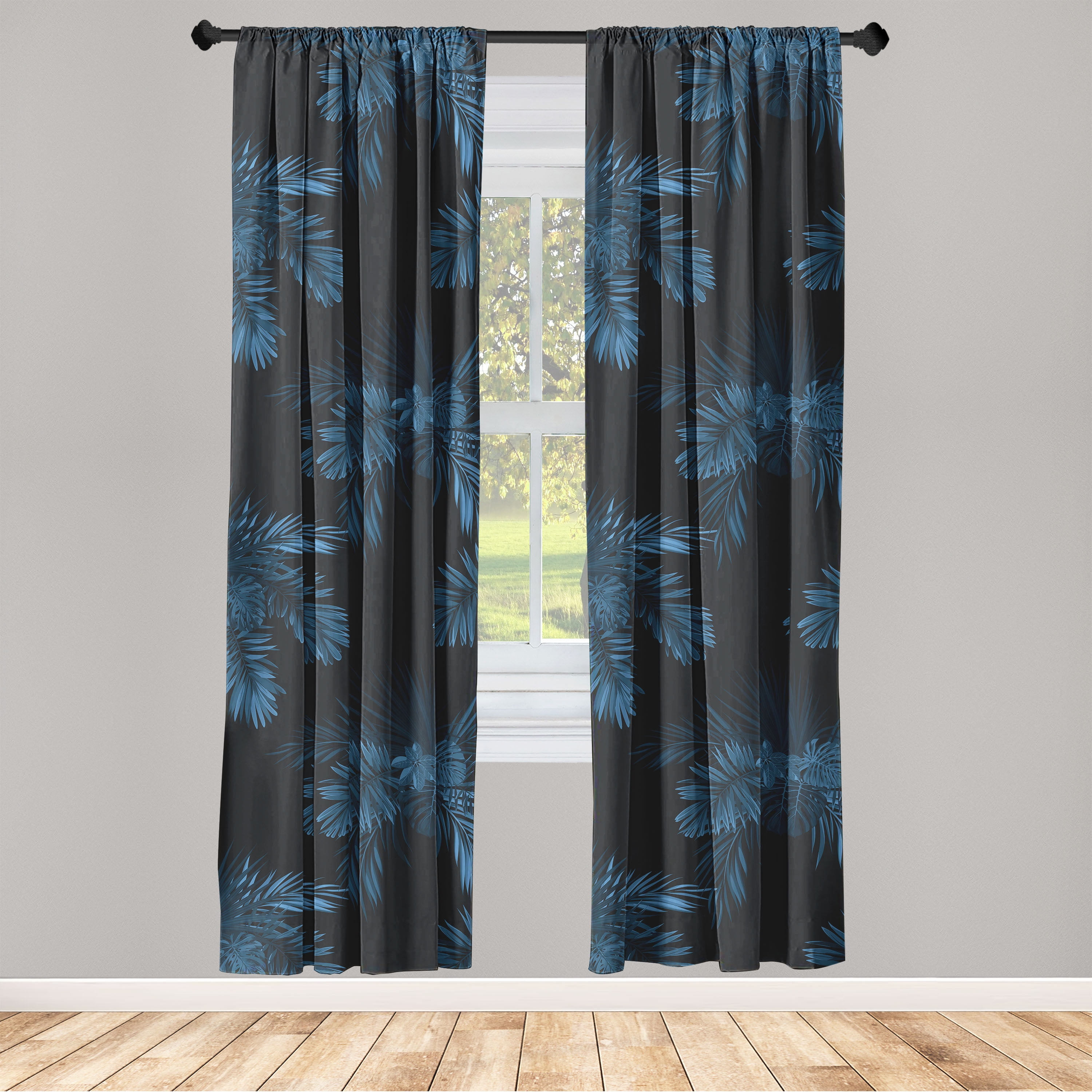 Tropical Window Curtains, Jungle Boho Design Exotic Phoenix Palm Trees ...