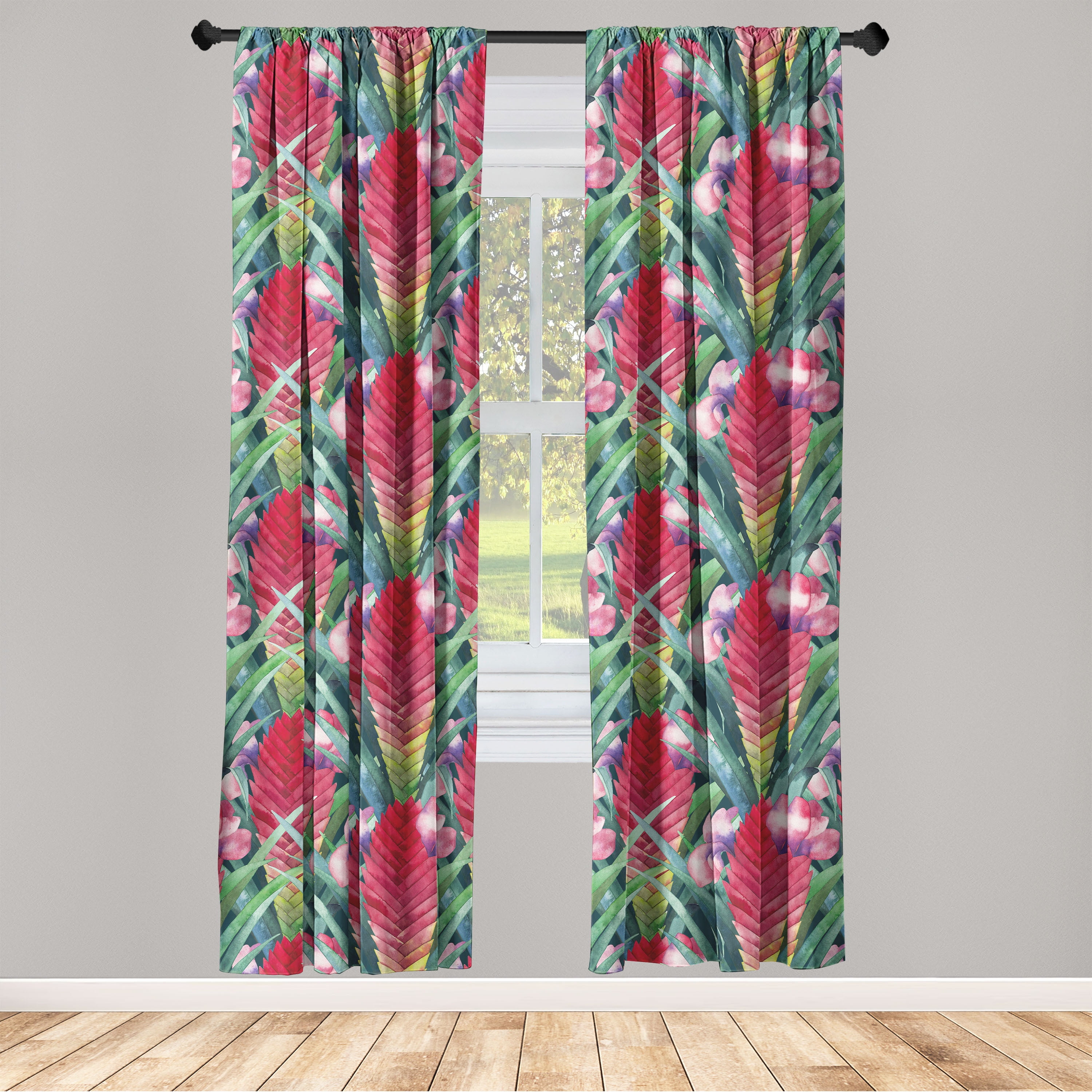 Tropical Window Curtains, Repetitive Pattern of Tillandsia Cyanea and ...