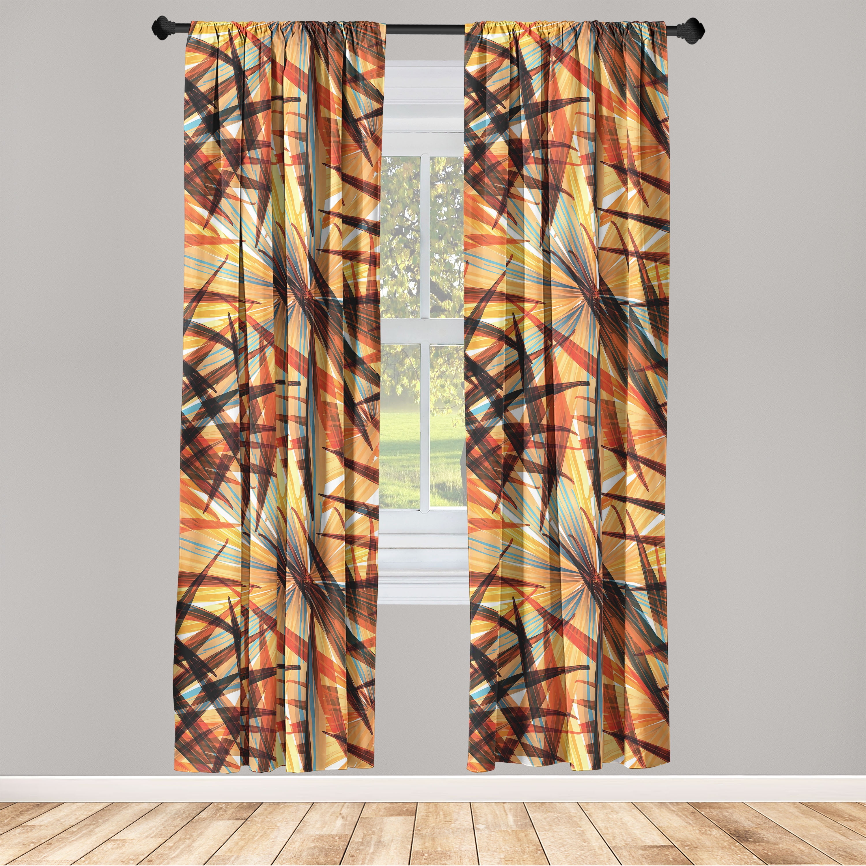 Tropical Window Curtains, Summer Themed Pattern of Palm Leaves Hawaiian ...