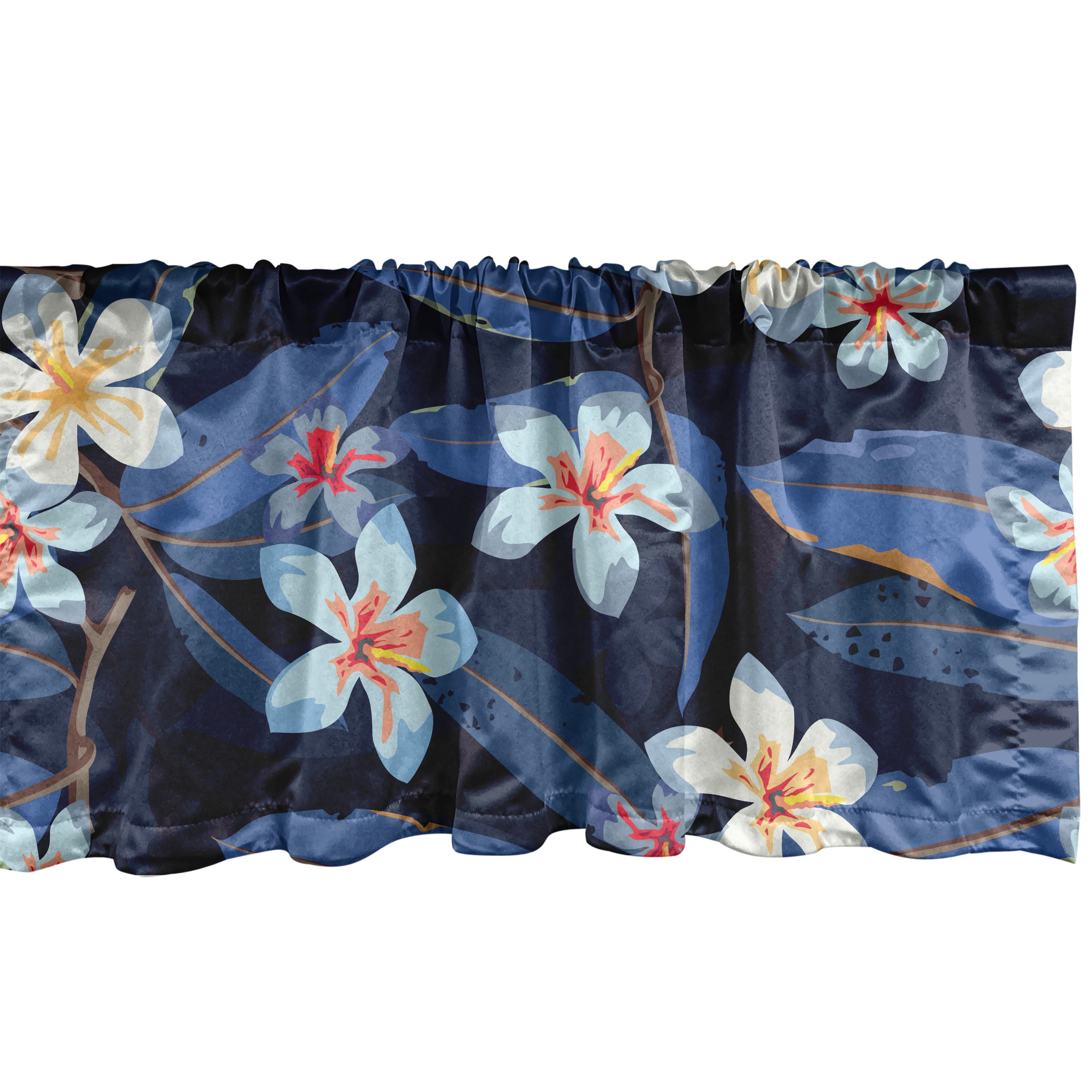 Tropical Window Valance, Aloha Hawaii Feels Hibiscus Flowers with ...