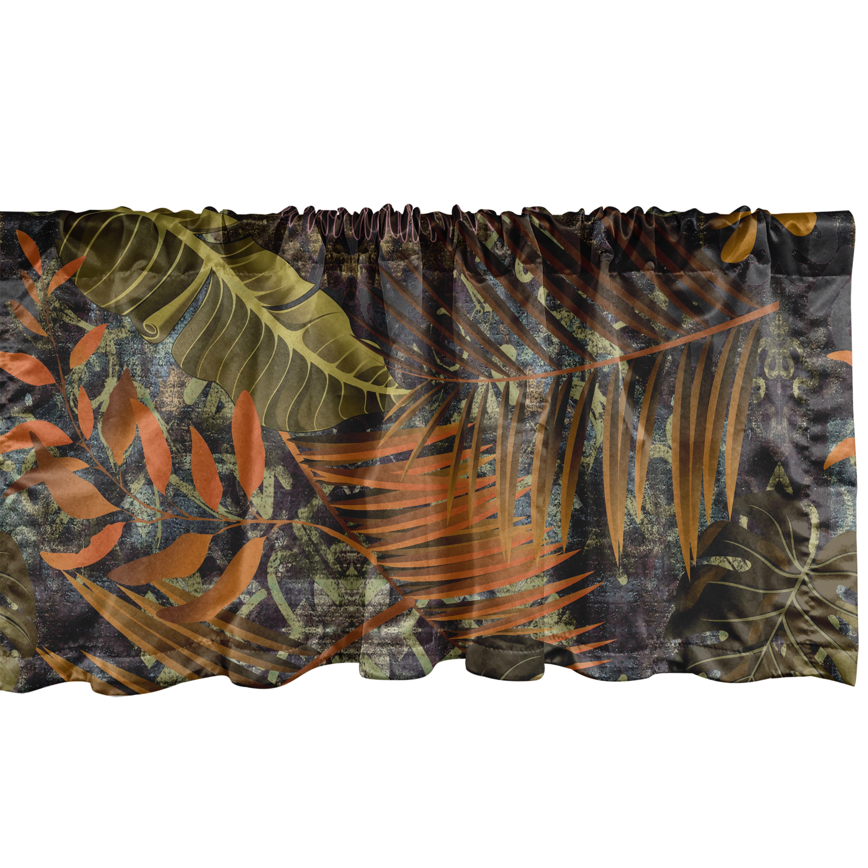 Tropical Window Valance, Aloha Hawaii Nights Themed Monstera Leaves on ...