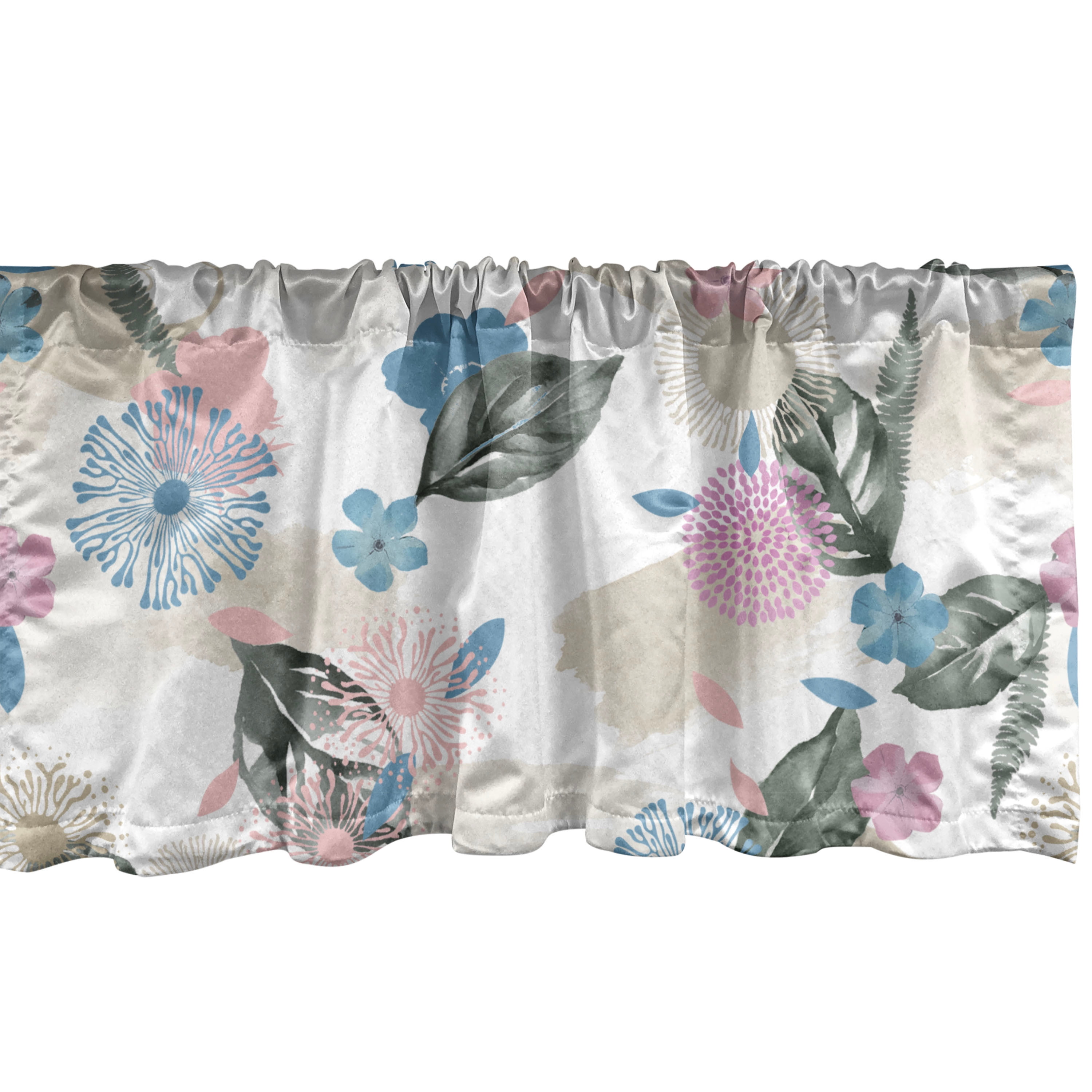 Tropical Window Valance, Autumn Themed Falling Palm Leaves with ...