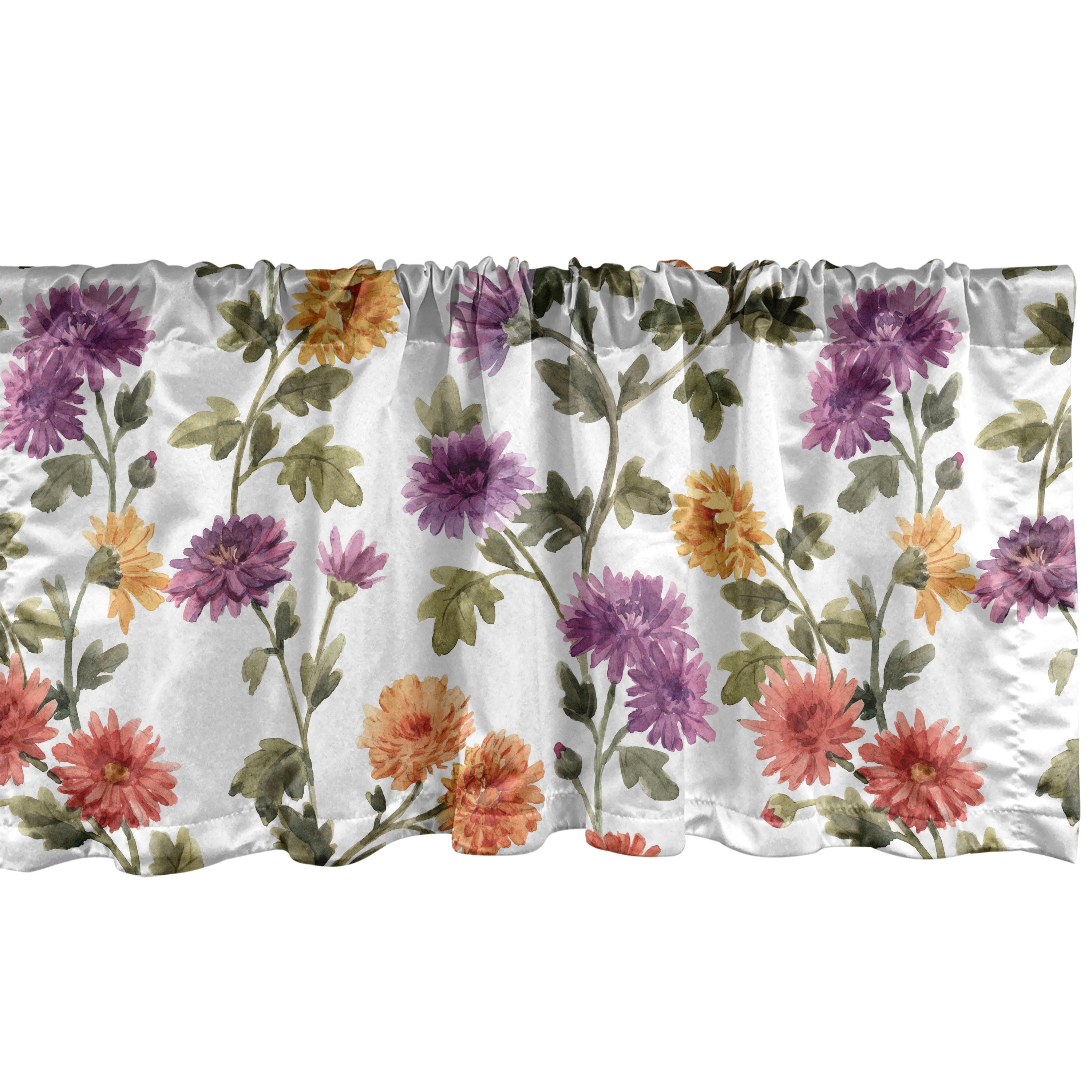 Tropical Window Valance, Colorful Chrysanthemum Flowers Pattern ...
