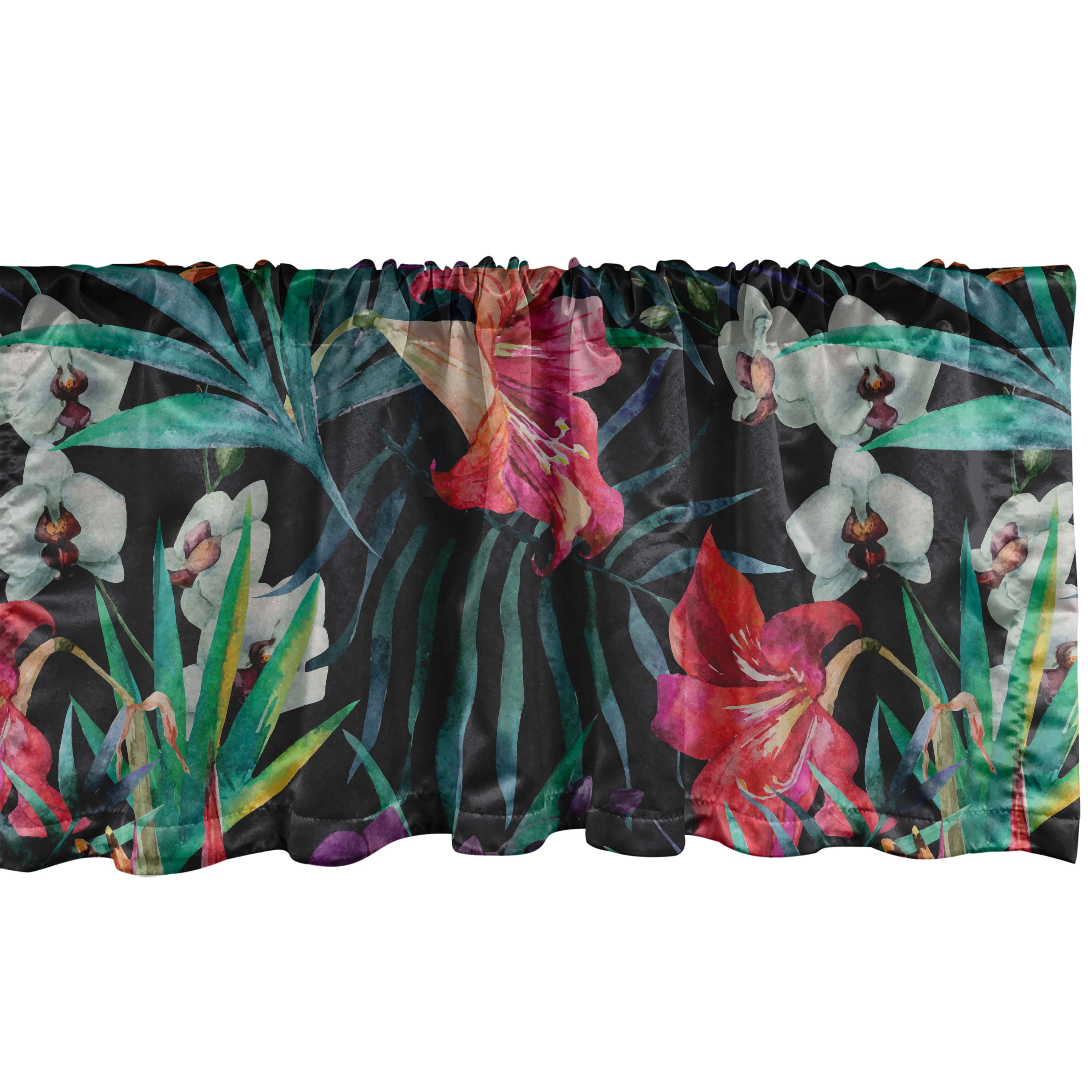Tropical Window Valance, Colorful Exotic Flowers and Leaves ...