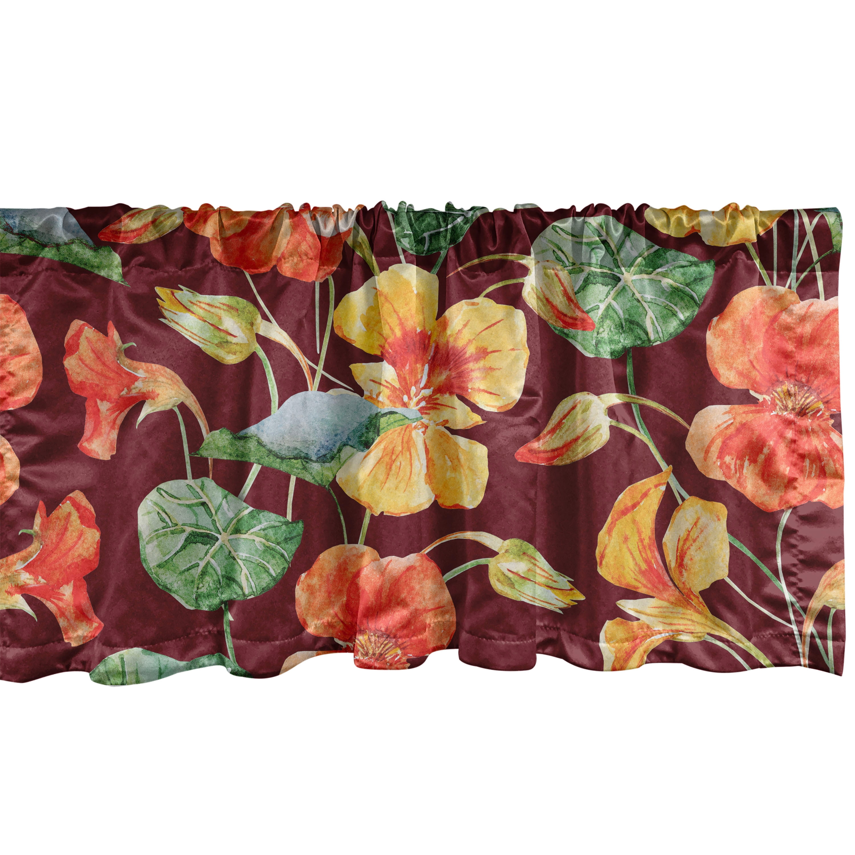 Tropical Window Valance, Continuous Pattern of Nasturtium Flowers ...