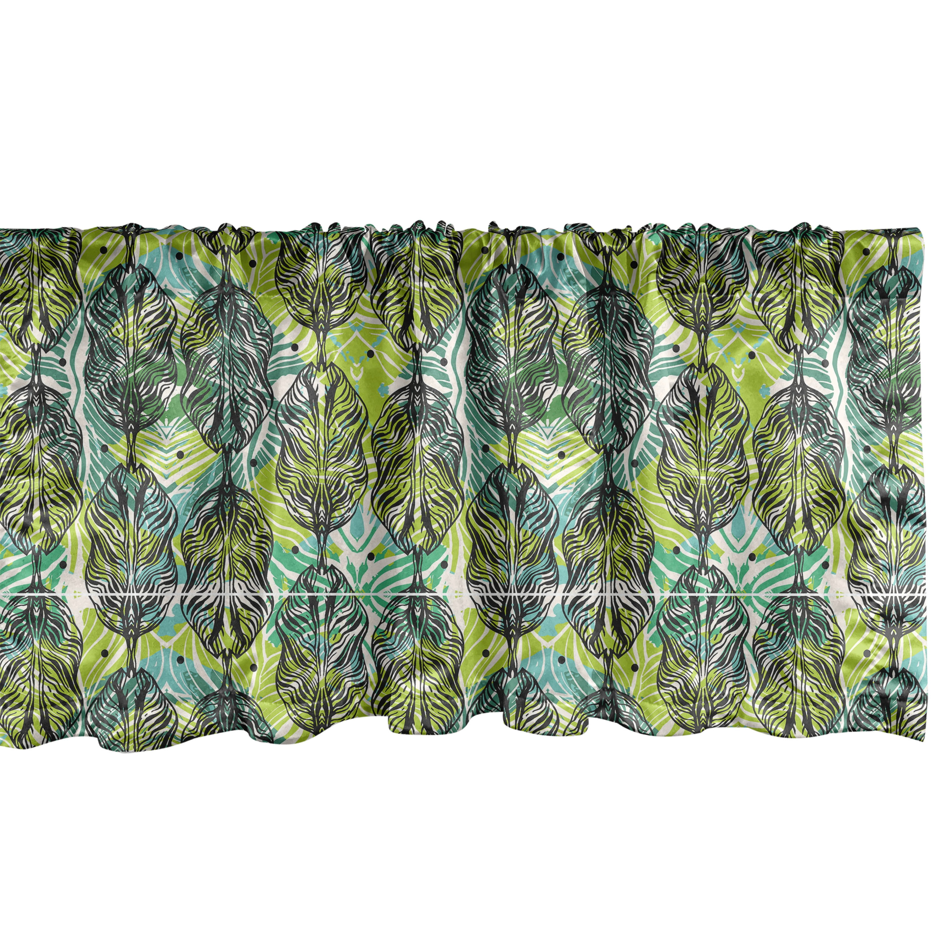 Tropical Window Valance, Exotic Leaves of the Jungle Tropical Blooming ...