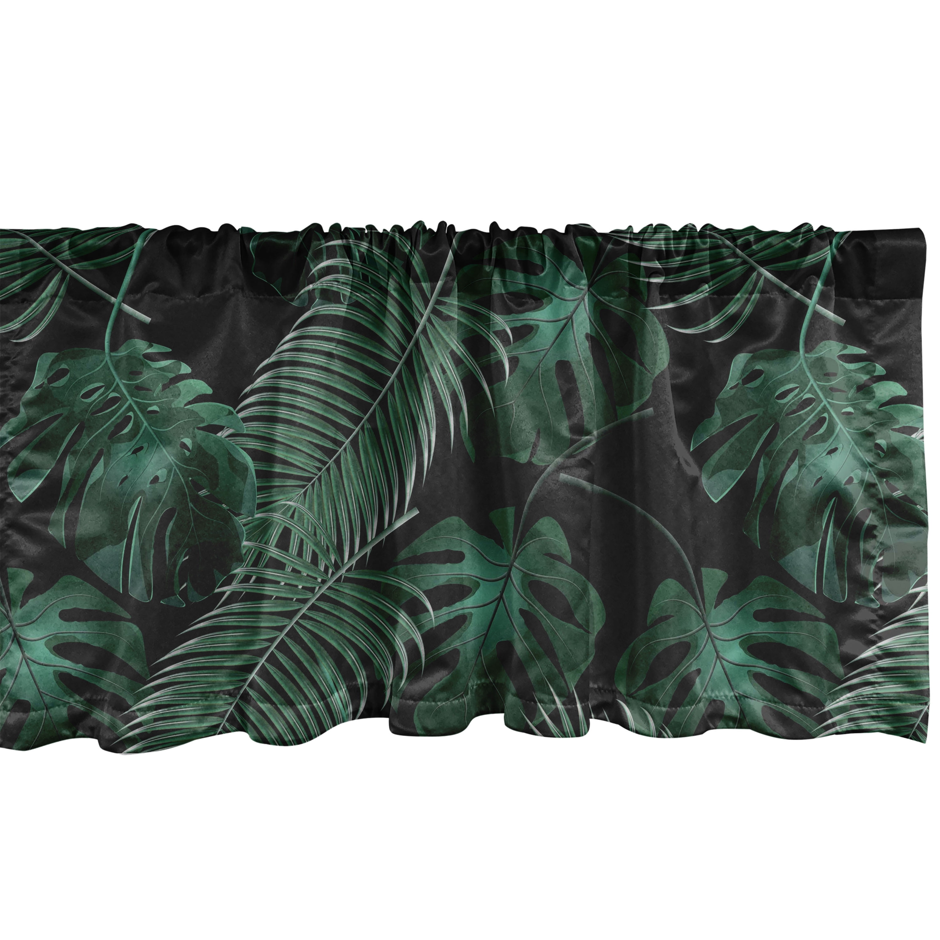 Tropical Window Valance, Exotic Monstera and Palm Tree Leaves Pattern ...