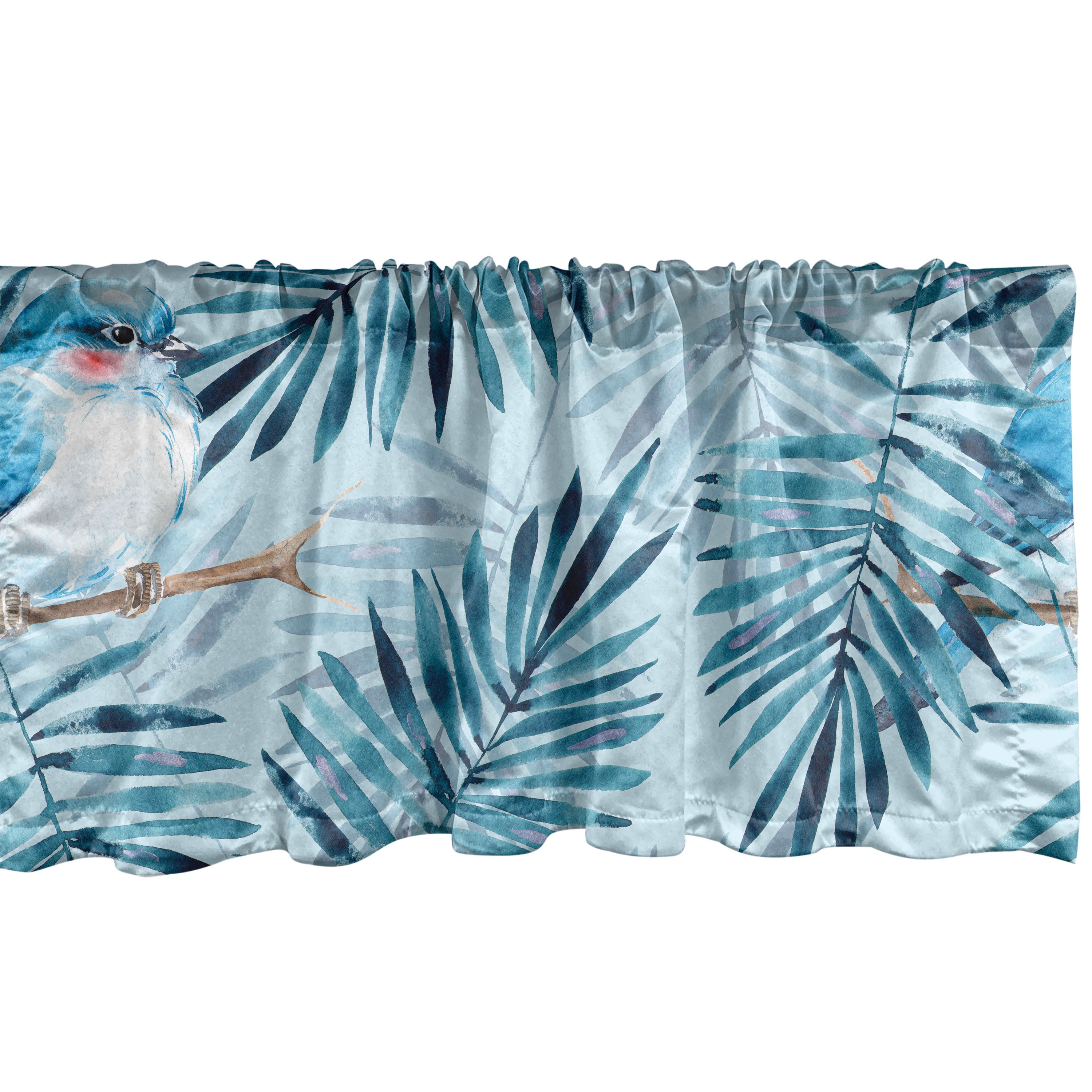 Tropical Window Valance, Exotics Themed Leafy Pattern with Birds and ...