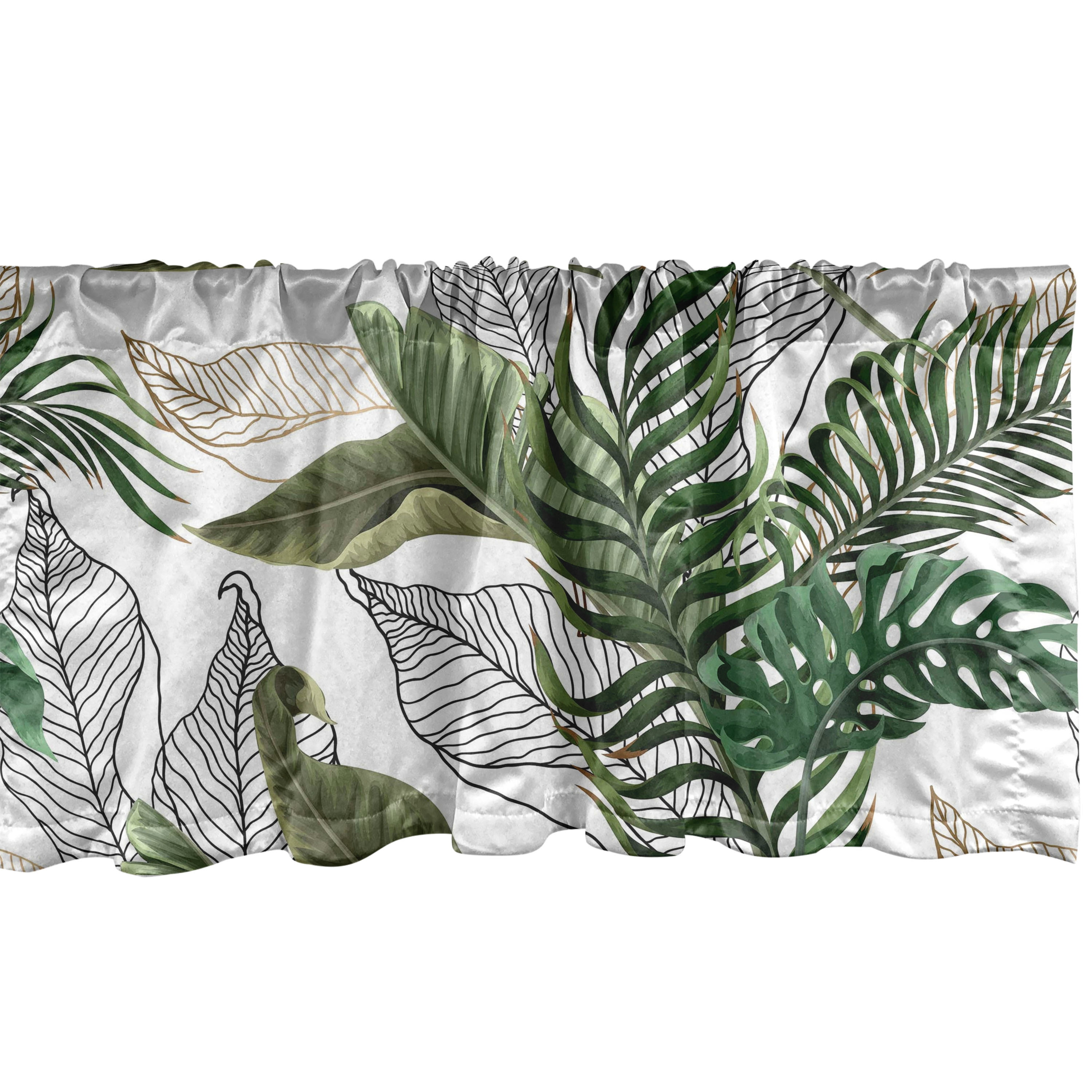 Tropical Window Valance, Hawaiian Style Exotic Ornament of Palm and ...