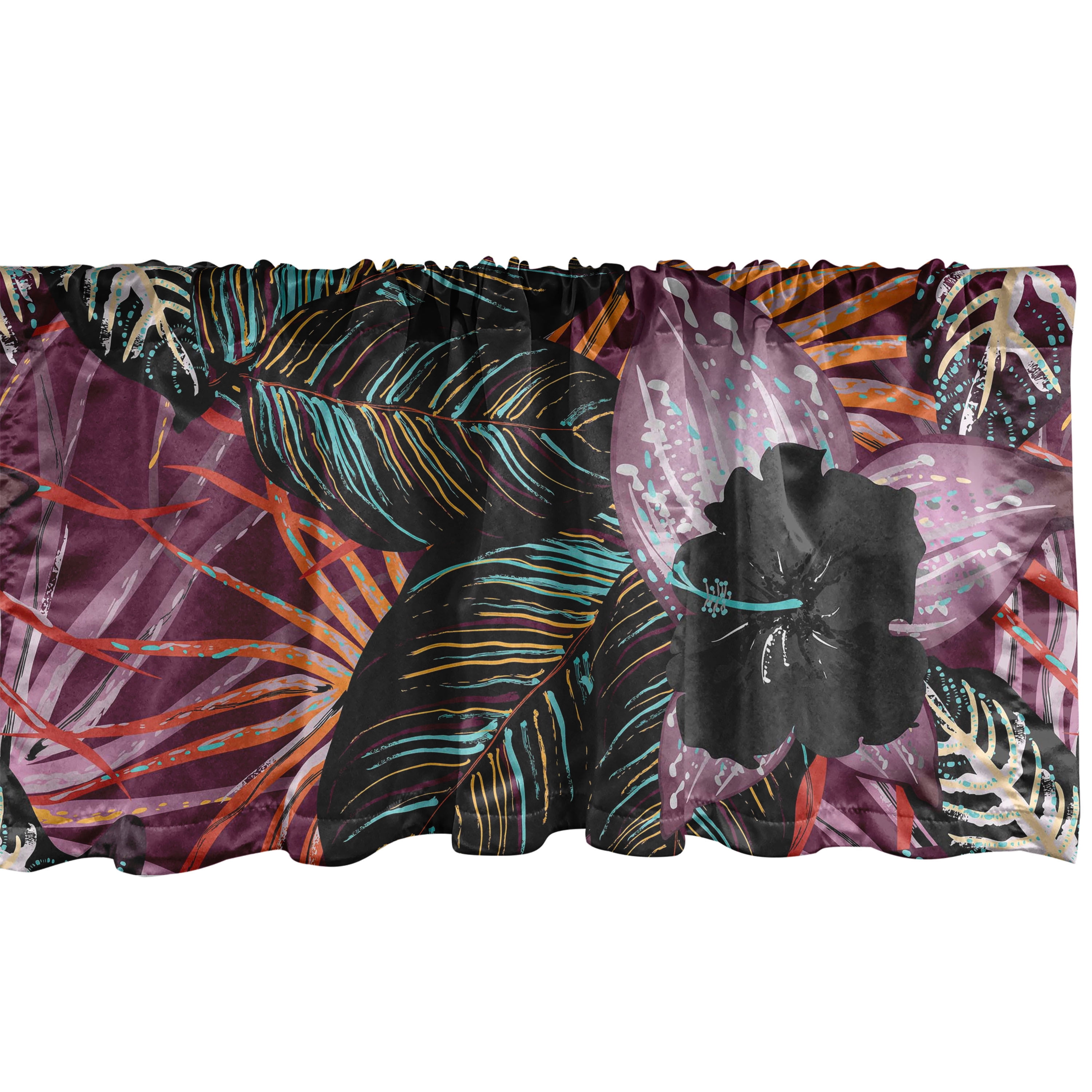 Tropical Window Valance, Jungle Leaves Ornaments Exotic Botanical ...
