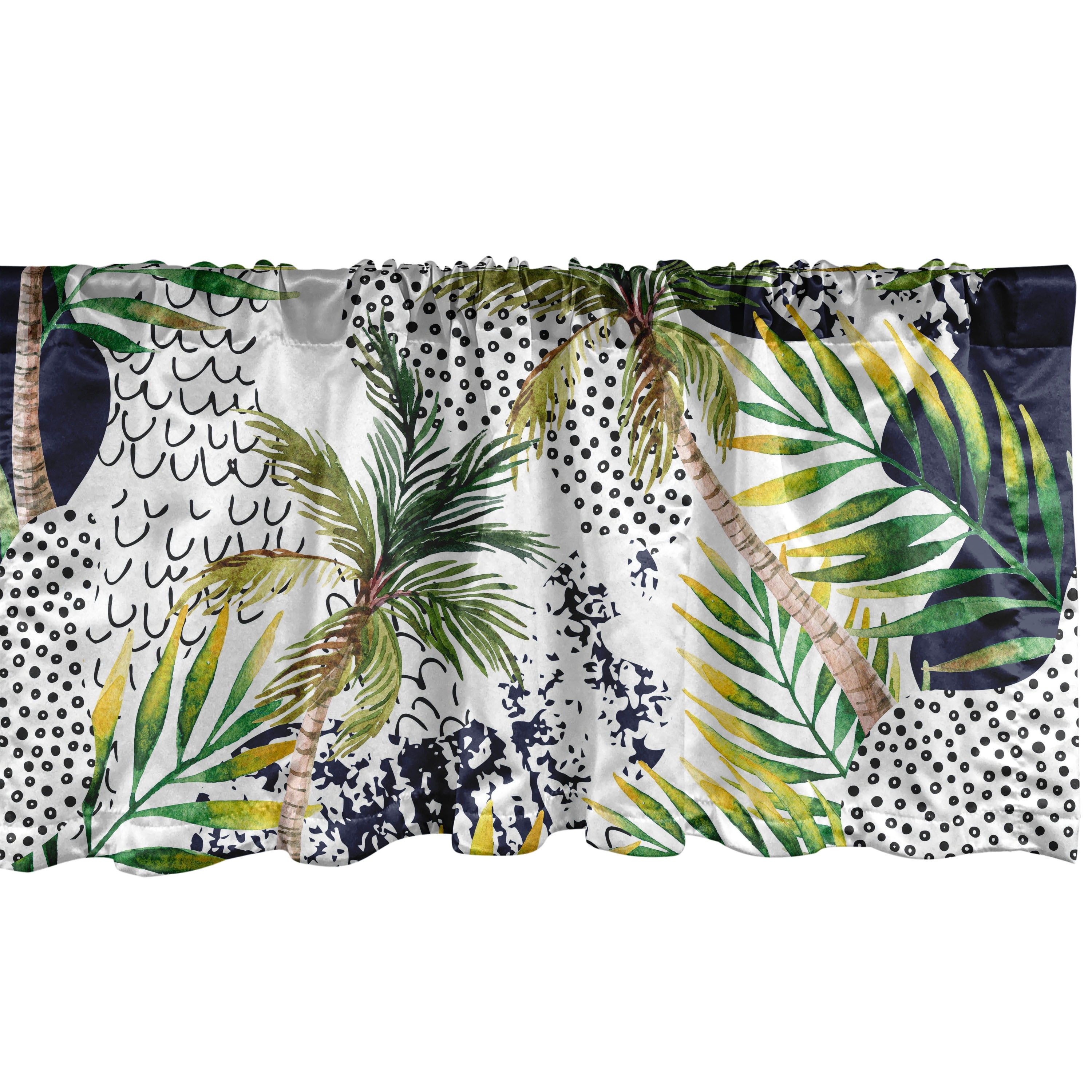 Tropical Window Valance, Modern Tree Illustrations with Leafy Pattern ...