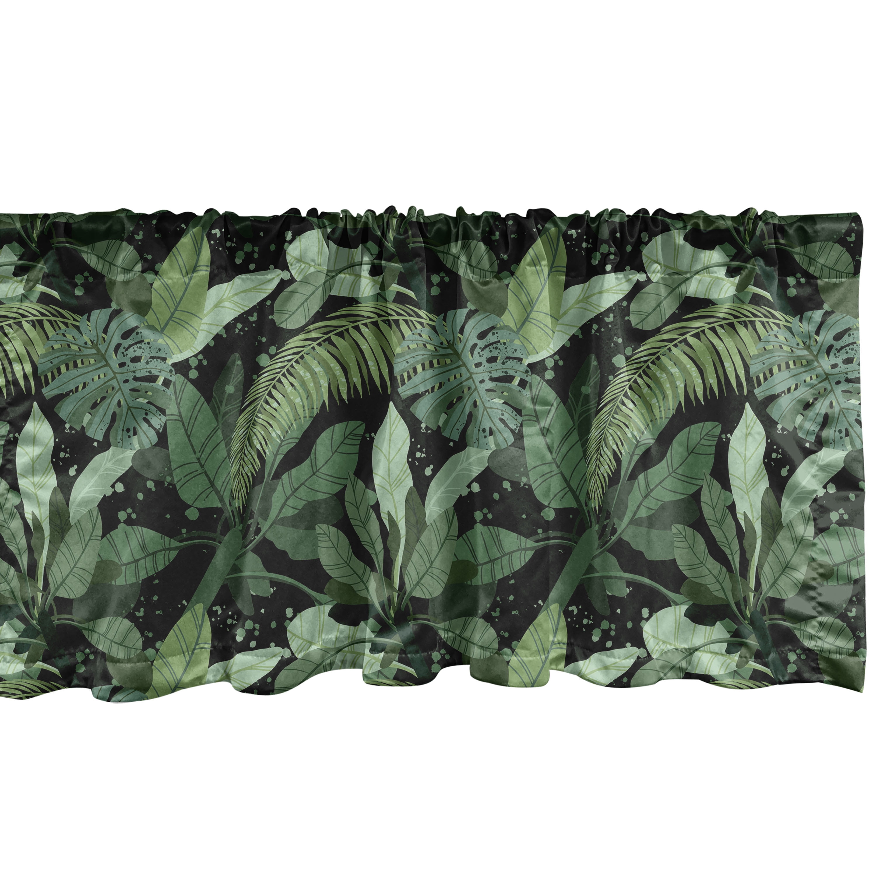 Tropical Window Valance, Nature Theme Digital Illustrated Exotic Leaves ...